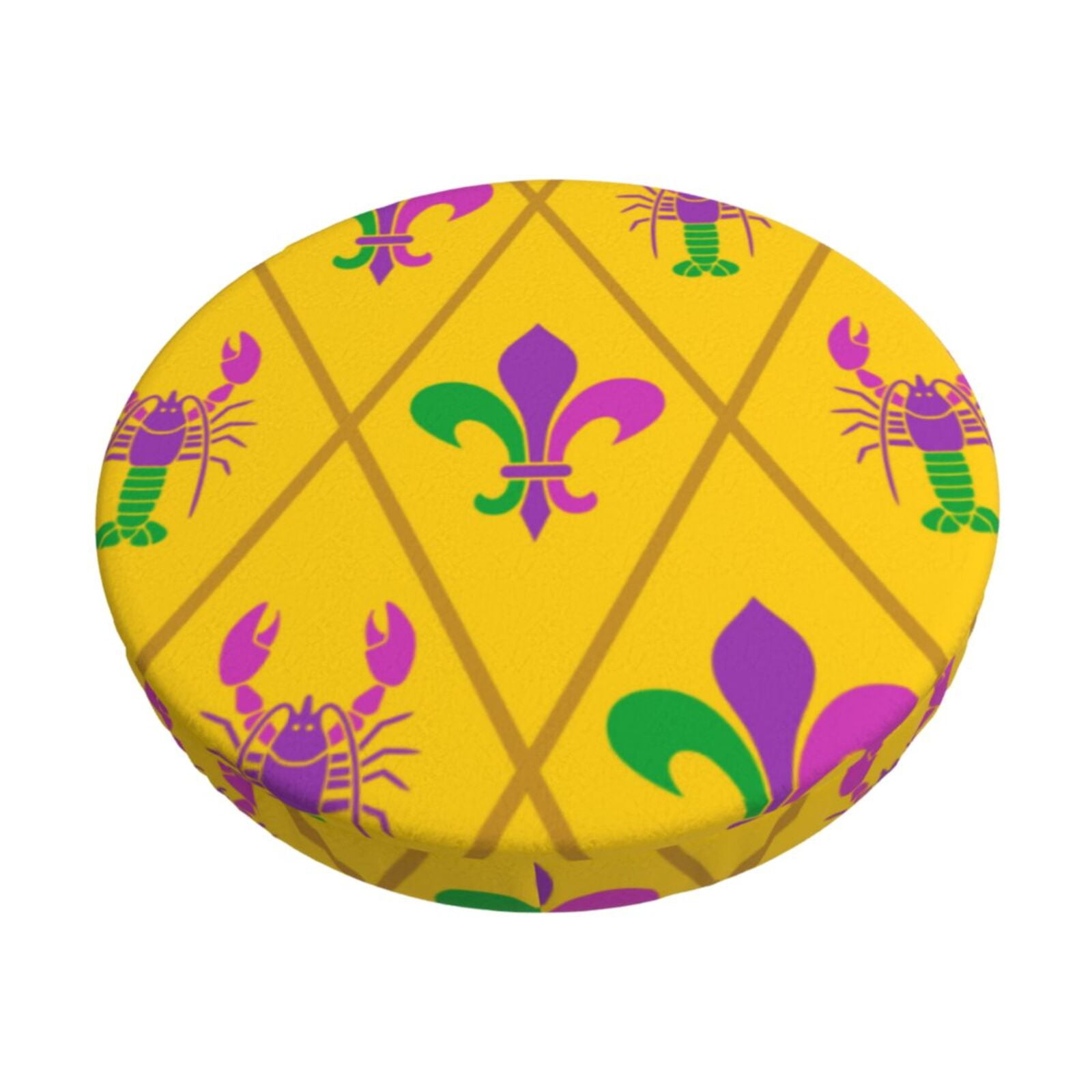 Disketp Mardi Gras Crayfish And Fleur De Lis Stool Covers Round, Super ...
