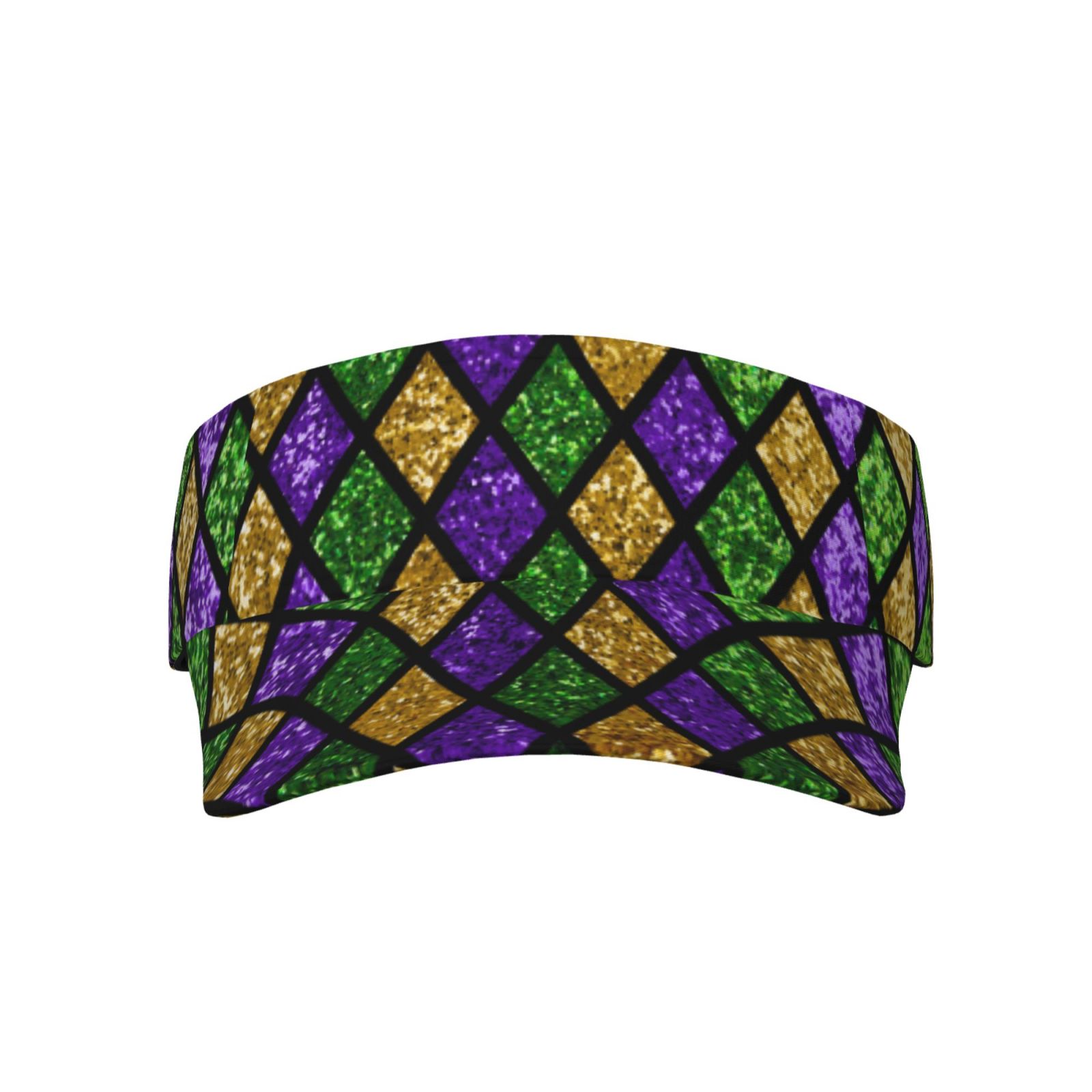 Disketp Mardi Gras Shiny Green Purple Sun Visors For Women Men Unisex ...