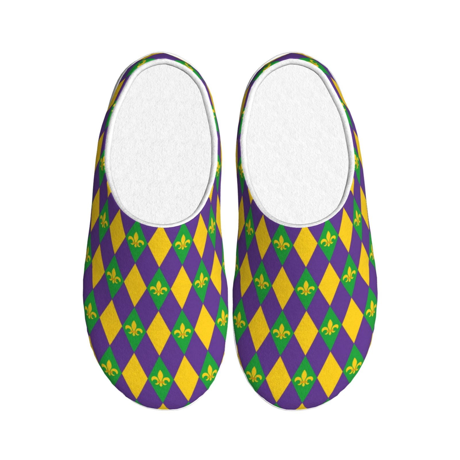 Disketp Mardi Gras Women's Men's Slippers Plush Slip-On House Slipper ...