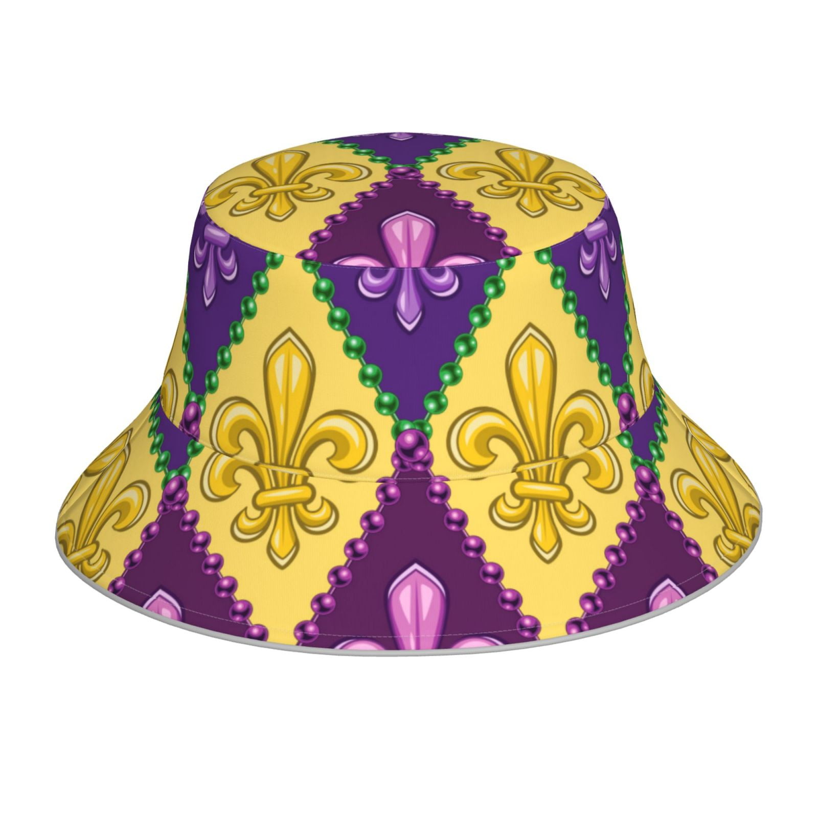Disketp Mardi Gras4 Print Reflective Bucket Hat Beach Hat Summer Travel ...