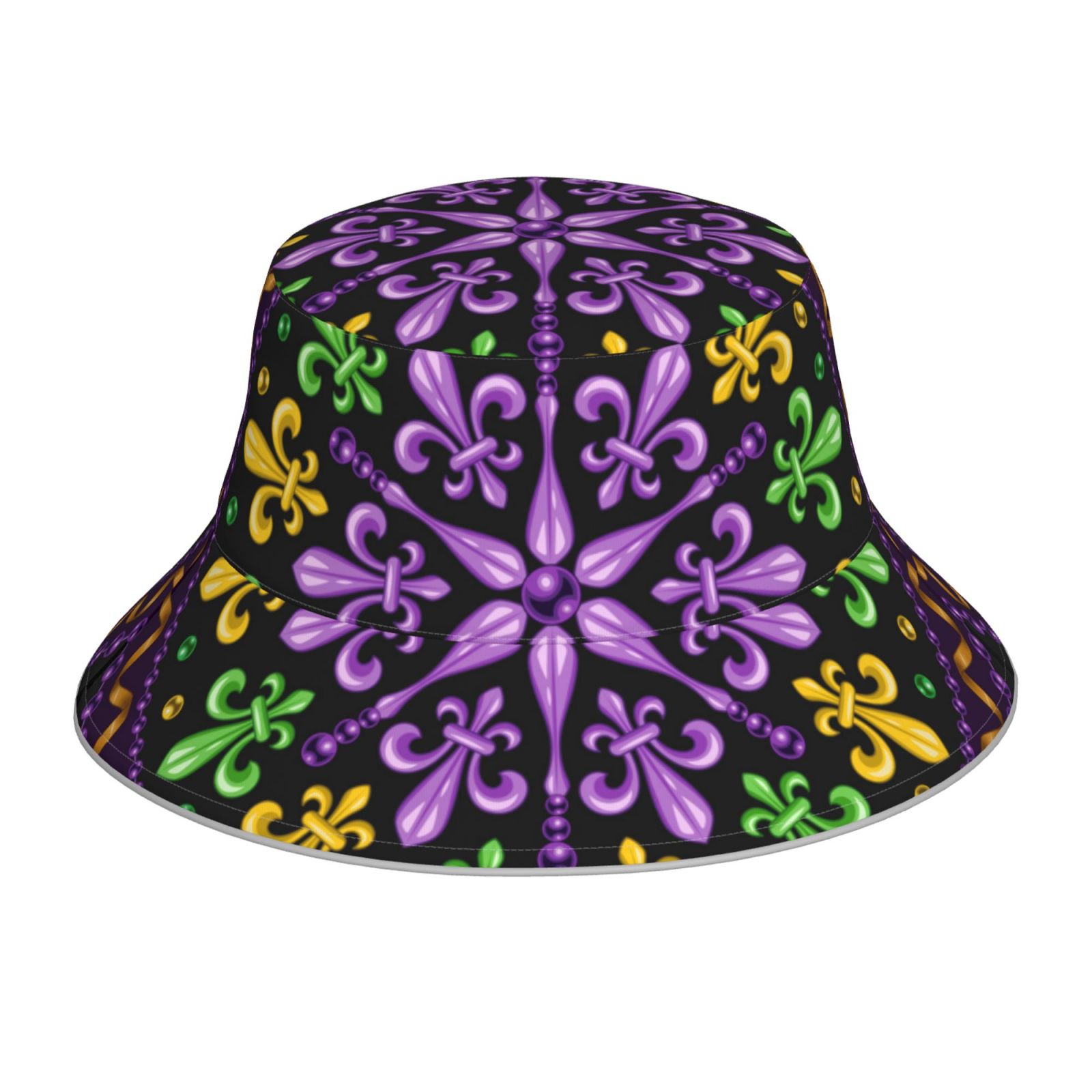 Disketp Mardi Gras5 Print Reflective Bucket Hat Beach Hat Summer Travel ...