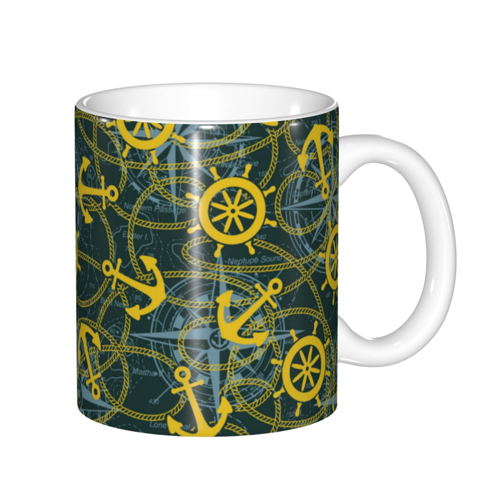 Disketp Marine Anchors And Compass Large Coffee Mug with Handle Tea Cup ...