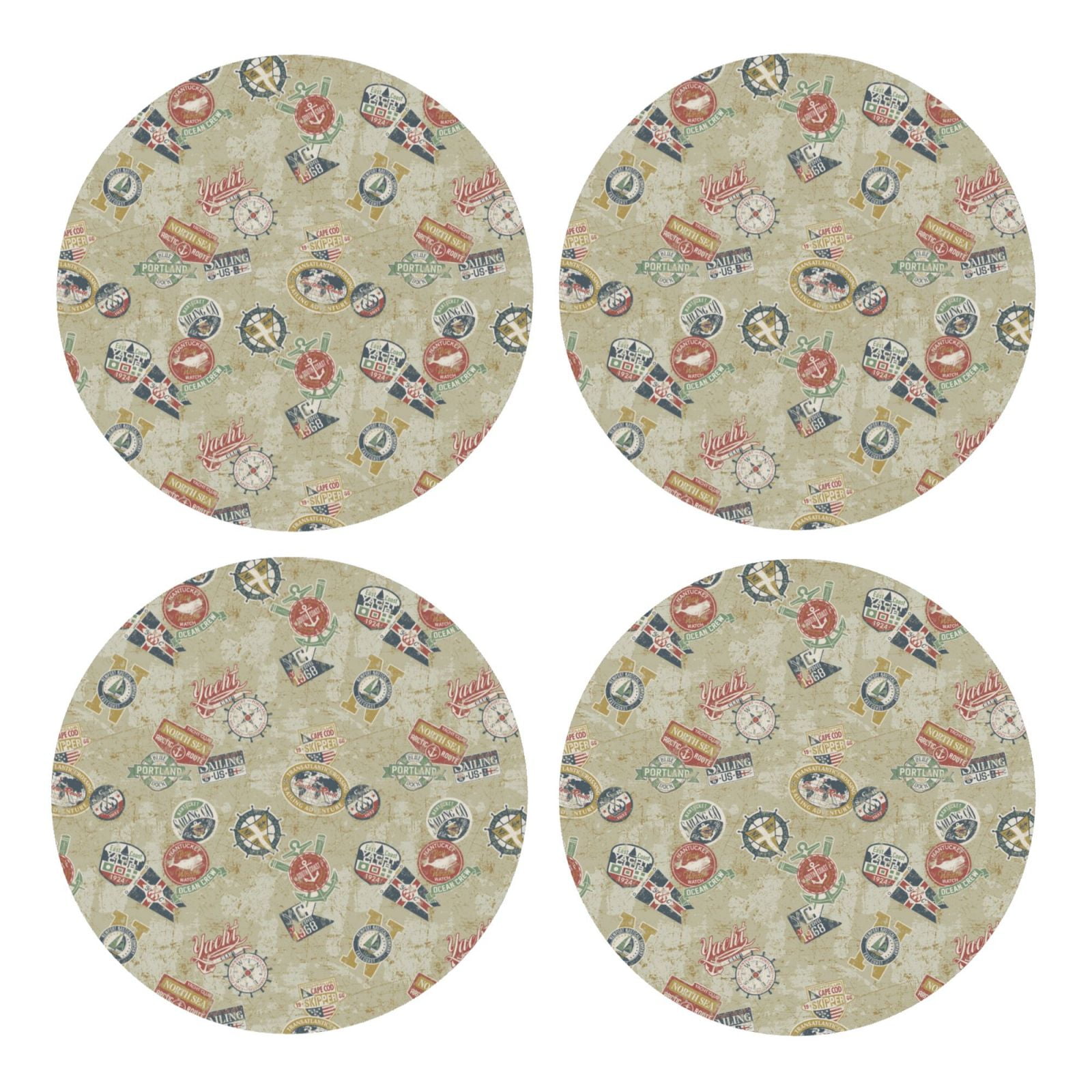 Disketp Marine Sailing Badges MDF Cork Coaster 4 Pcs - Absorbent ...