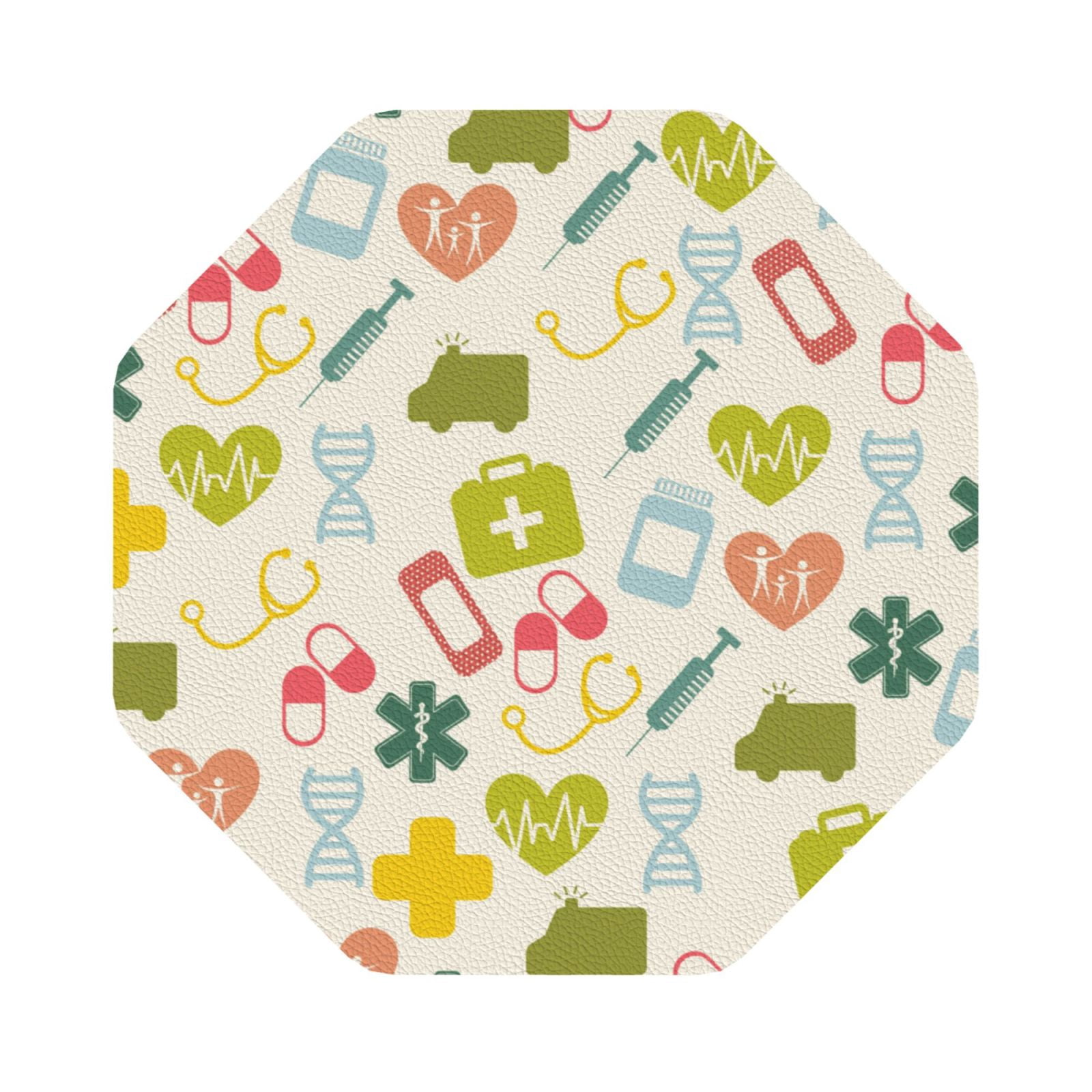 Disketp Medical Icons Funny Coasters,4 Pcs Leather Coasters With Holder ...