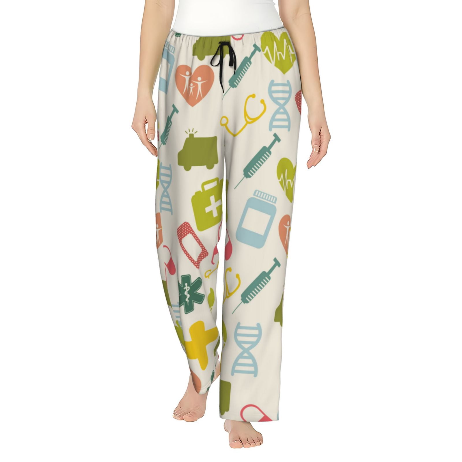 Disketp Medical Icons Print Women'S Comfy Pajama Pants Casual ...