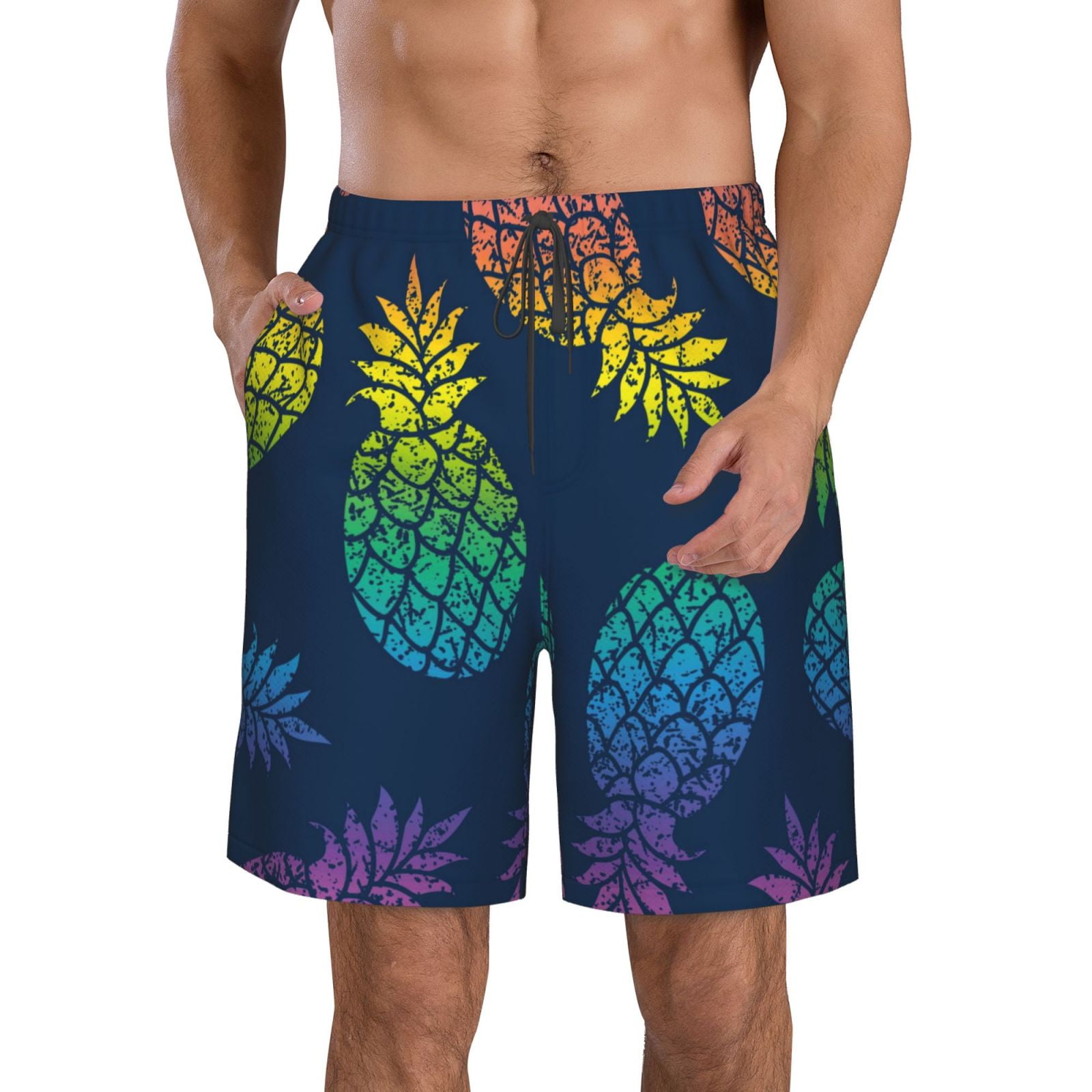 Disketp Men'S Swim Trunks Hawaiian Breathable Surf Beach Swimsuits Mesh ...