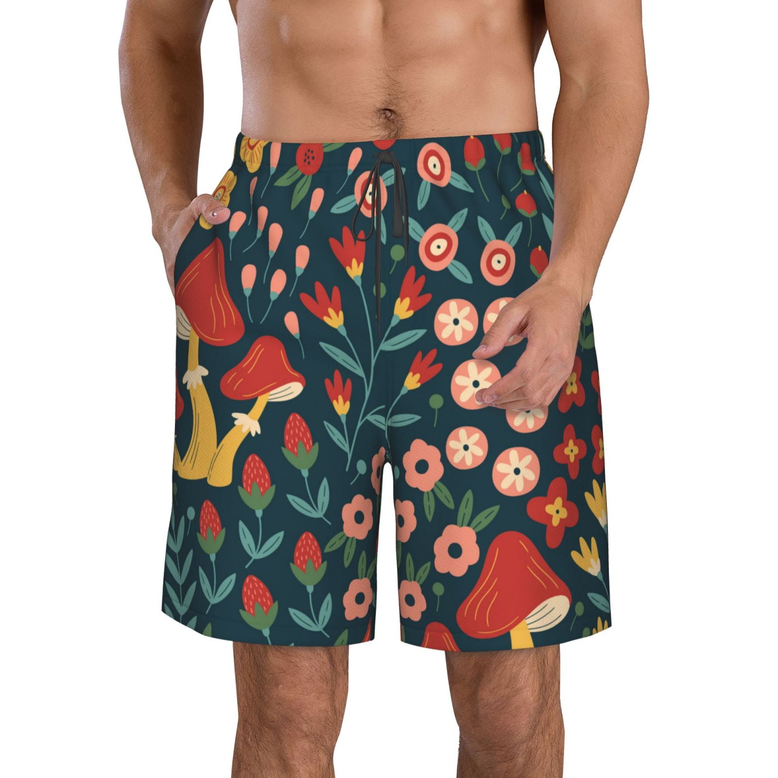 Disketp Men'S Swim Trunks Hawaiian Breathable Surf Beach Swimsuits Mesh ...