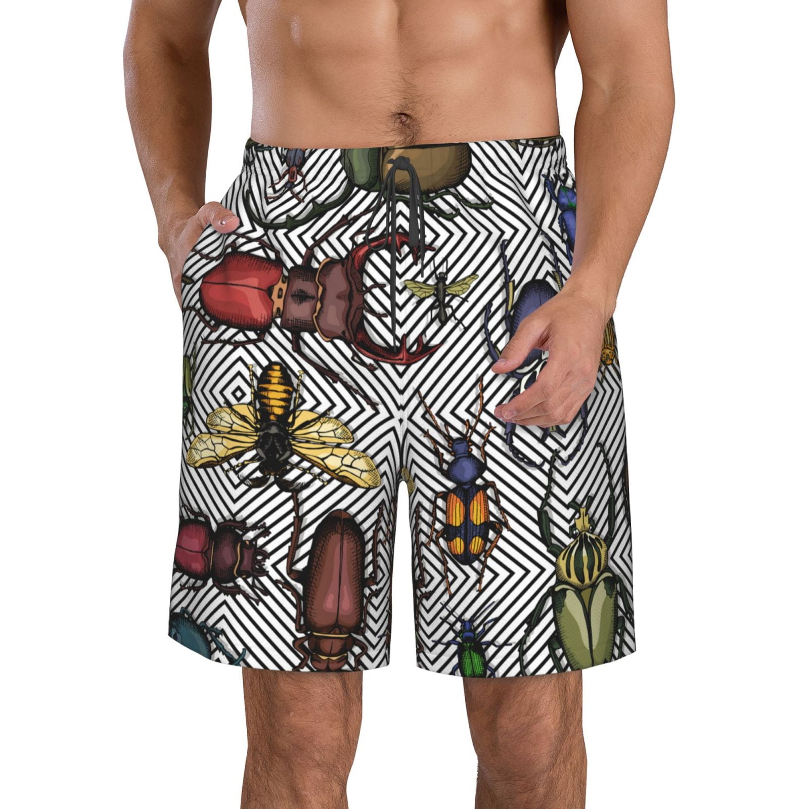 Disketp Men'S Swim Trunks Hawaiian Breathable Surf Beach Swimsuits Mesh ...