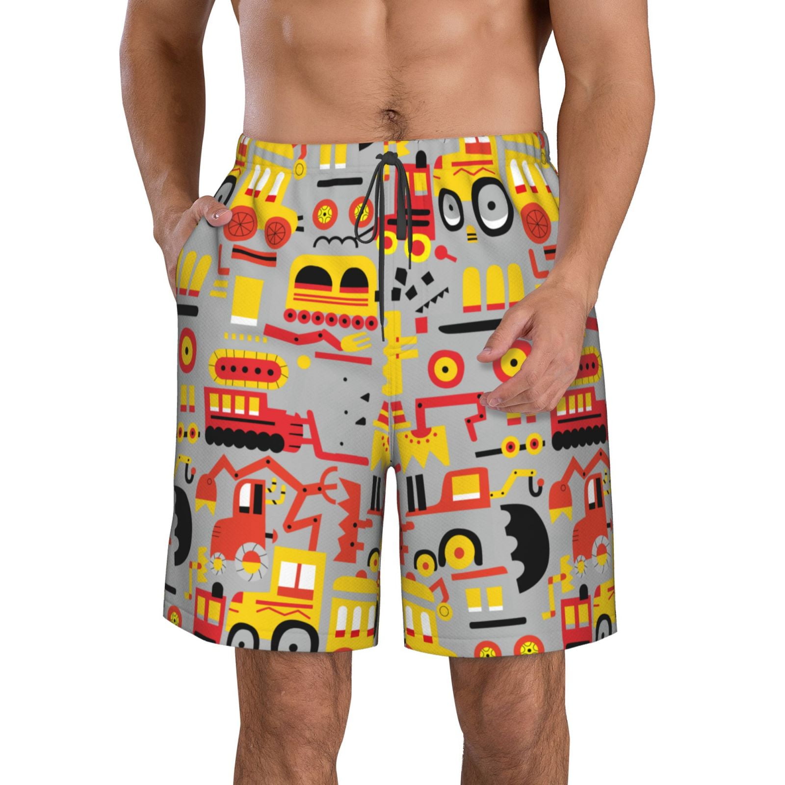 Disketp Men'S Swim Trunks Hawaiian Breathable Surf Beach Swimsuits Mesh ...