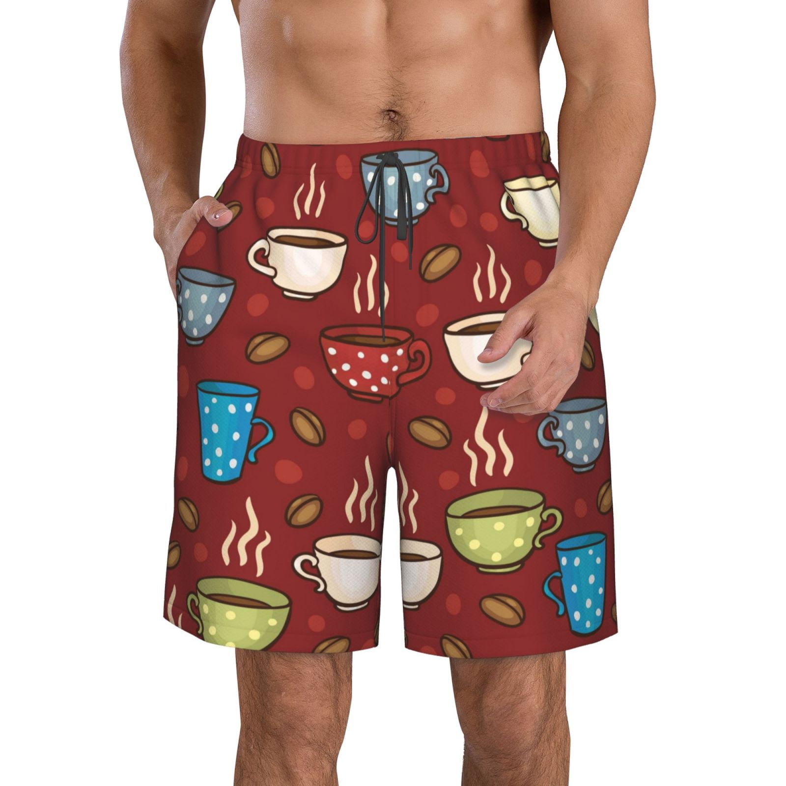 Disketp Men'S Swim Trunks Hawaiian Breathable Surf Beach Swimsuits Mesh ...