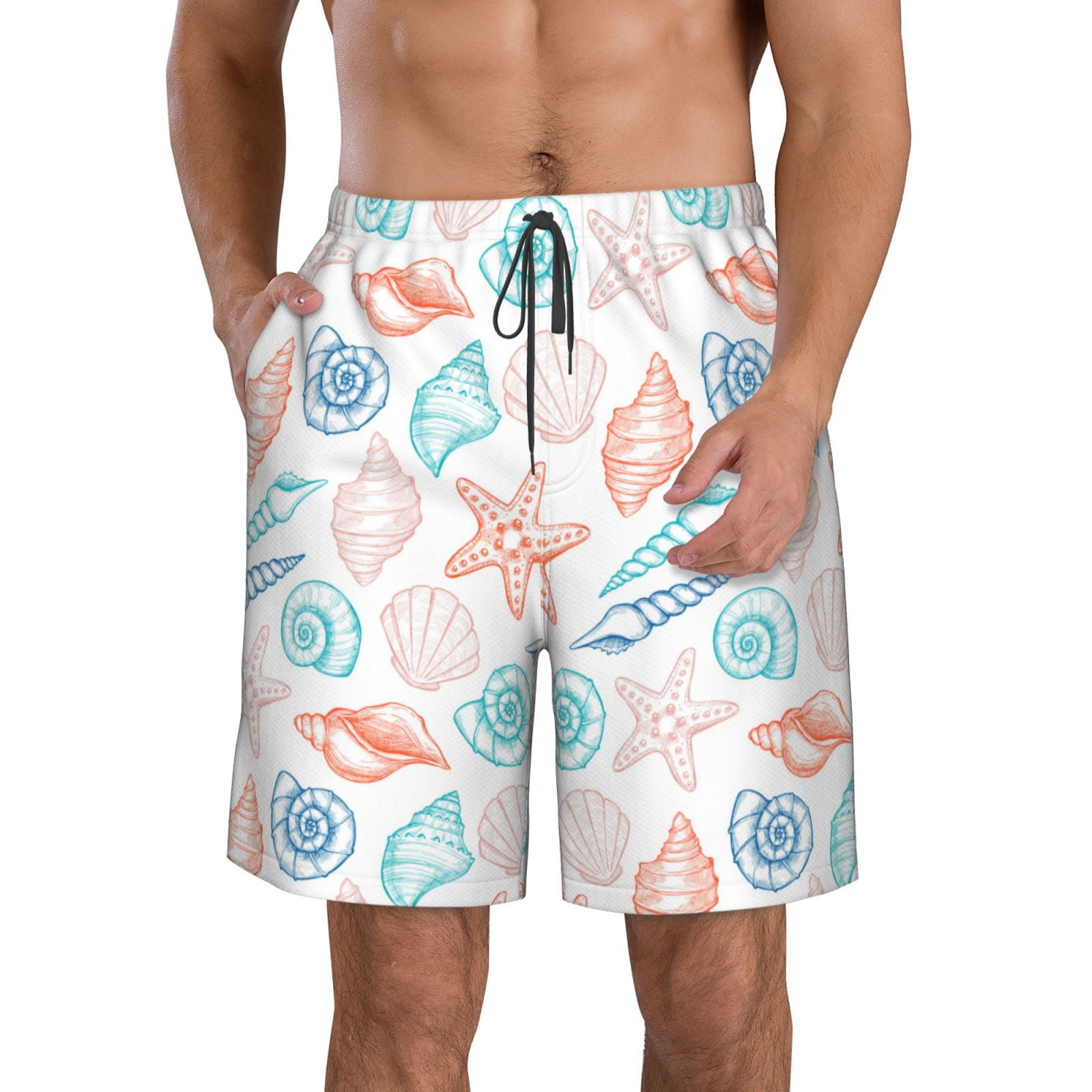 Disketp Mens Swim Trunks Hawaiian Breathable Surf Beach Swimsuits Mesh