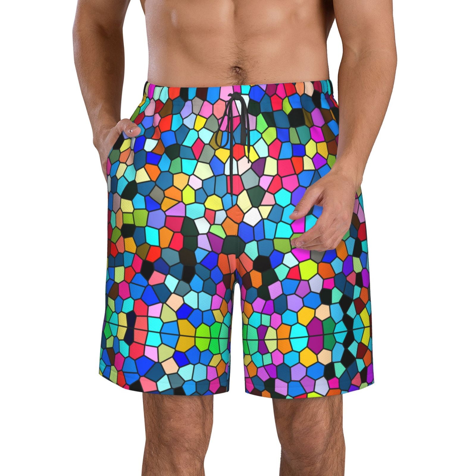 Disketp Men'S Swim Trunks Hawaiian Breathable Surf Beach Swimsuits Mesh ...