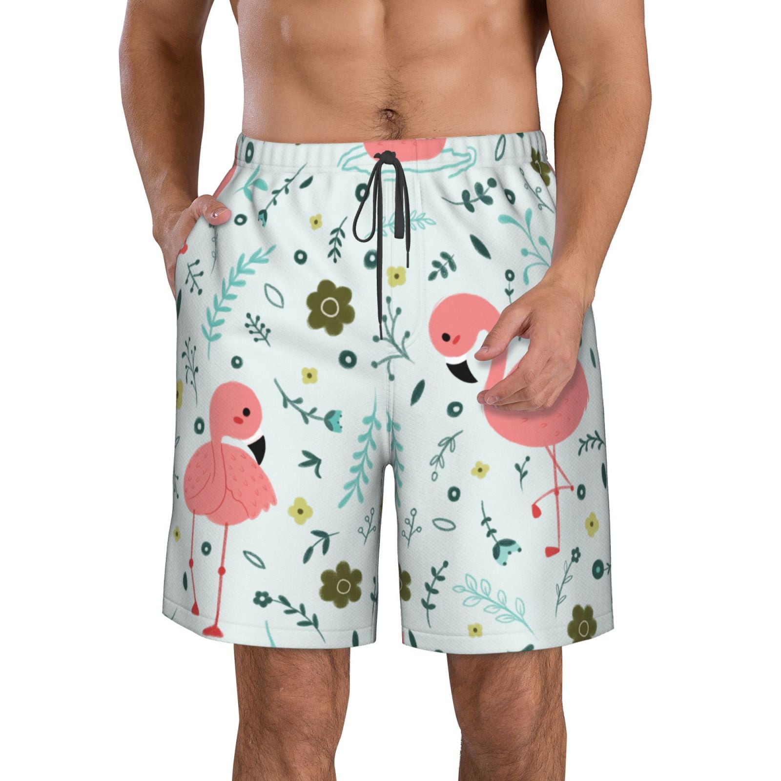 Disketp Mens Swim Trunks Hawaiian Breathable Surf Beach Swimsuits Mesh
