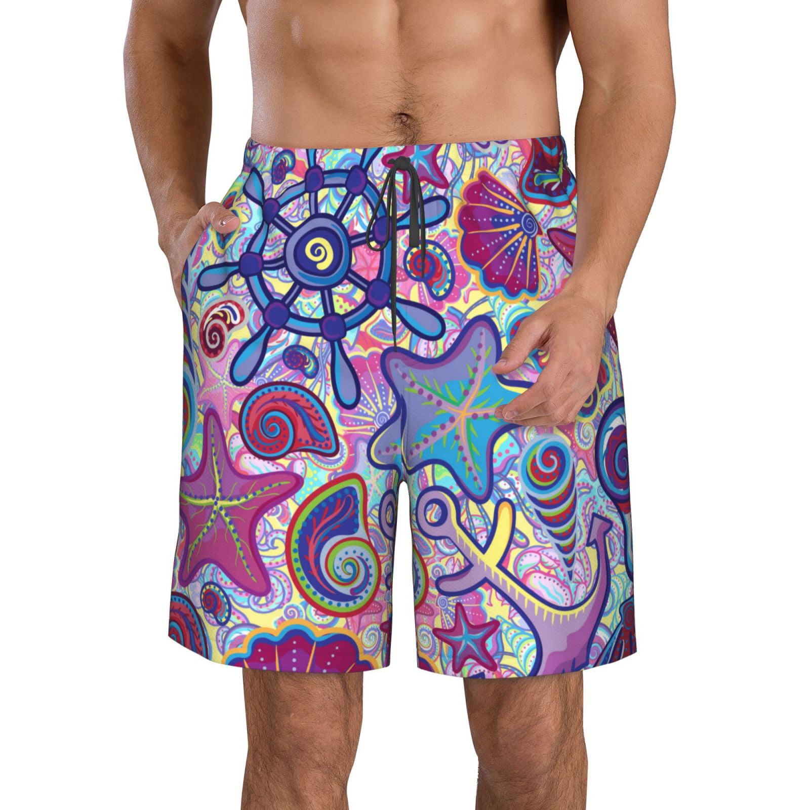 Disketp Men'S Swim Trunks Hawaiian Breathable Surf Beach Swimsuits Mesh ...