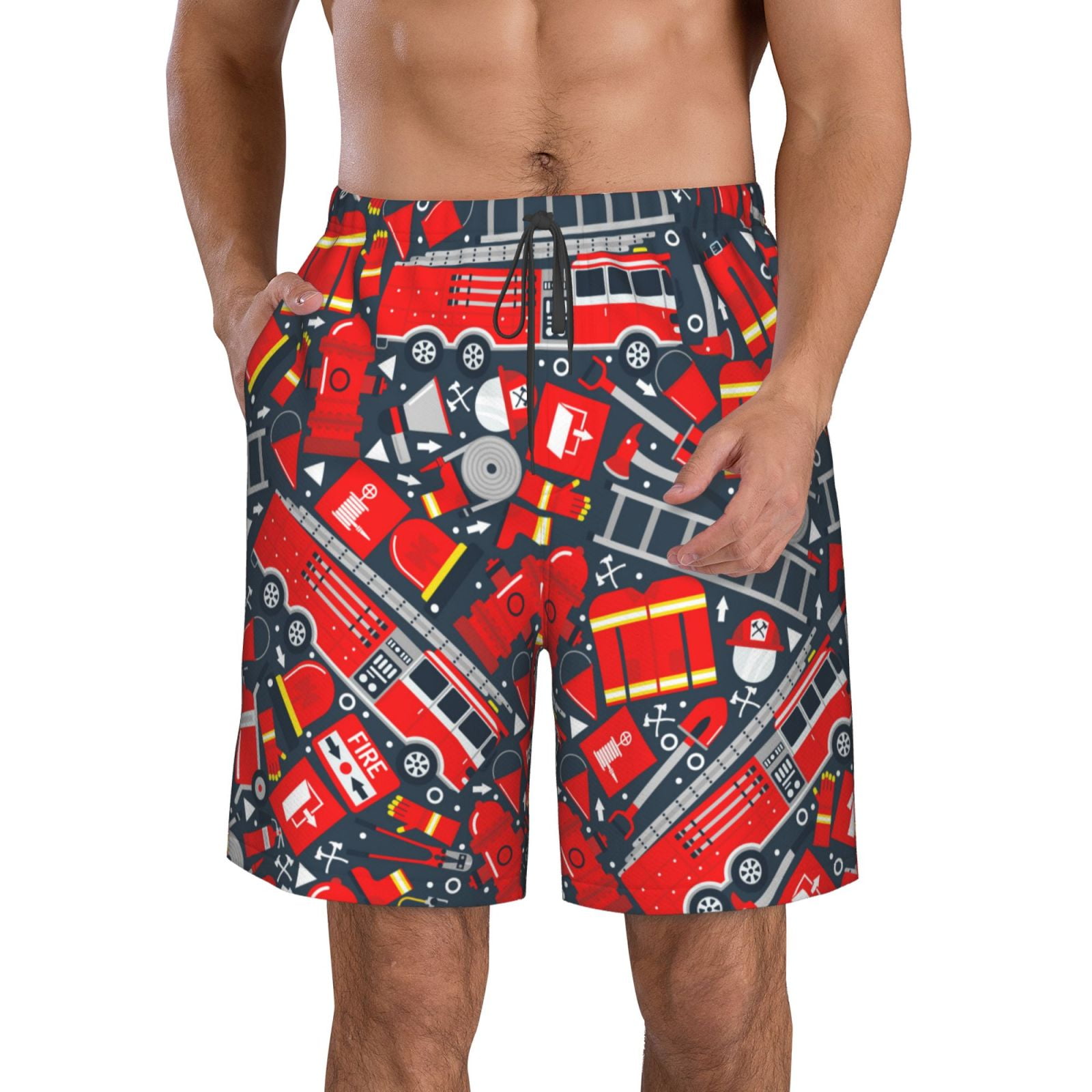 Disketp Men'S Swim Trunks Hawaiian Breathable Surf Beach Swimsuits Mesh ...