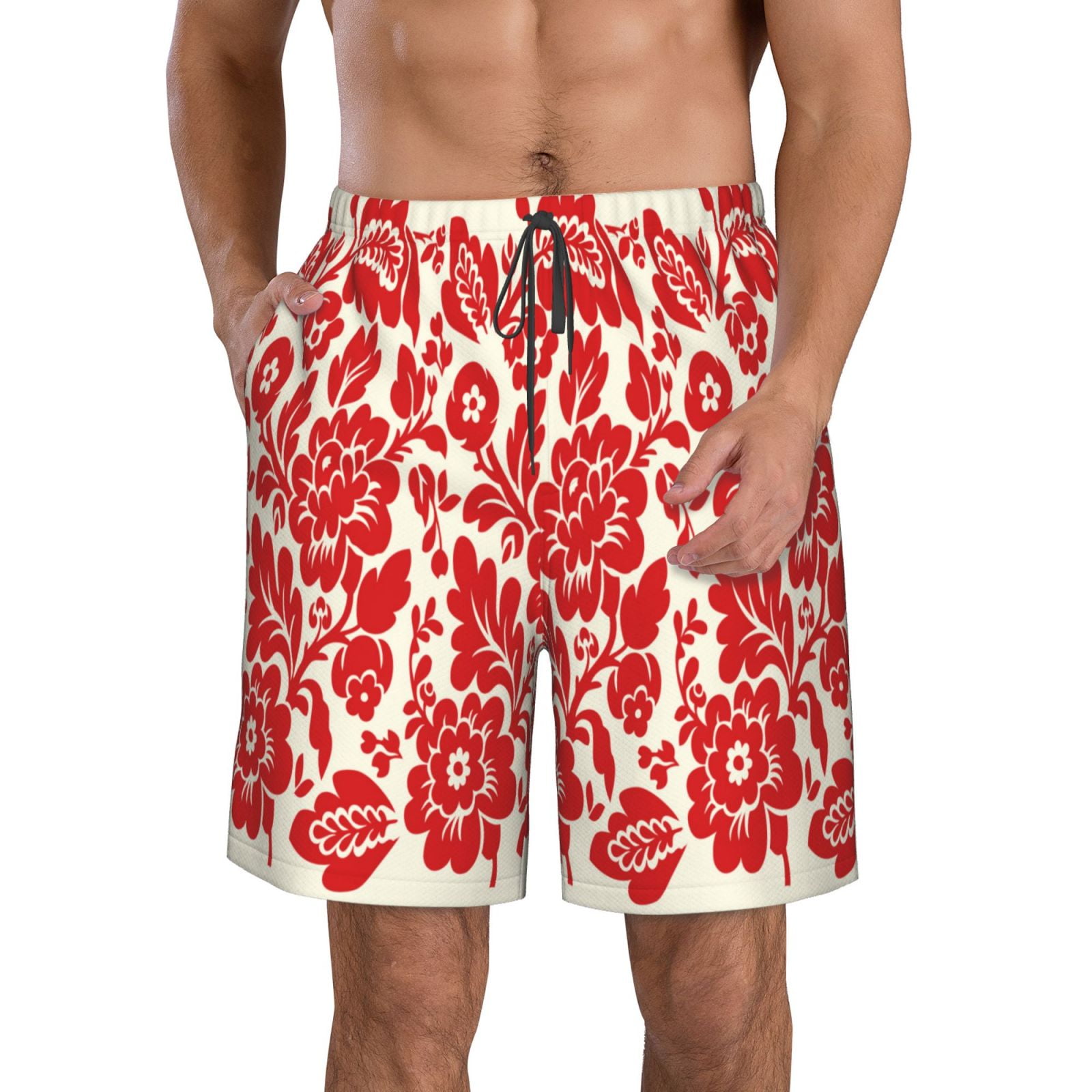 Disketp Men'S Swim Trunks Hawaiian Breathable Surf Beach Swimsuits Mesh ...