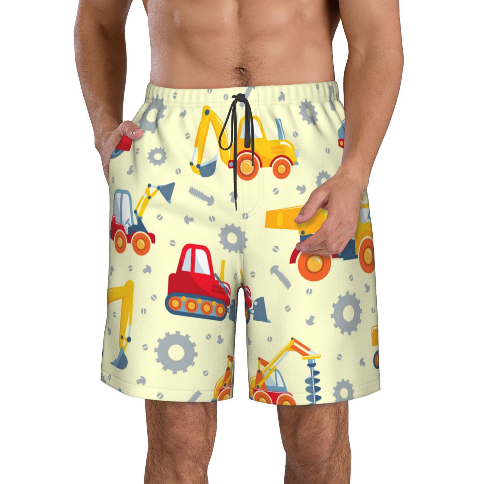 Disketp Men'S Swim Trunks Hawaiian Breathable Surf Beach Swimsuits Mesh ...