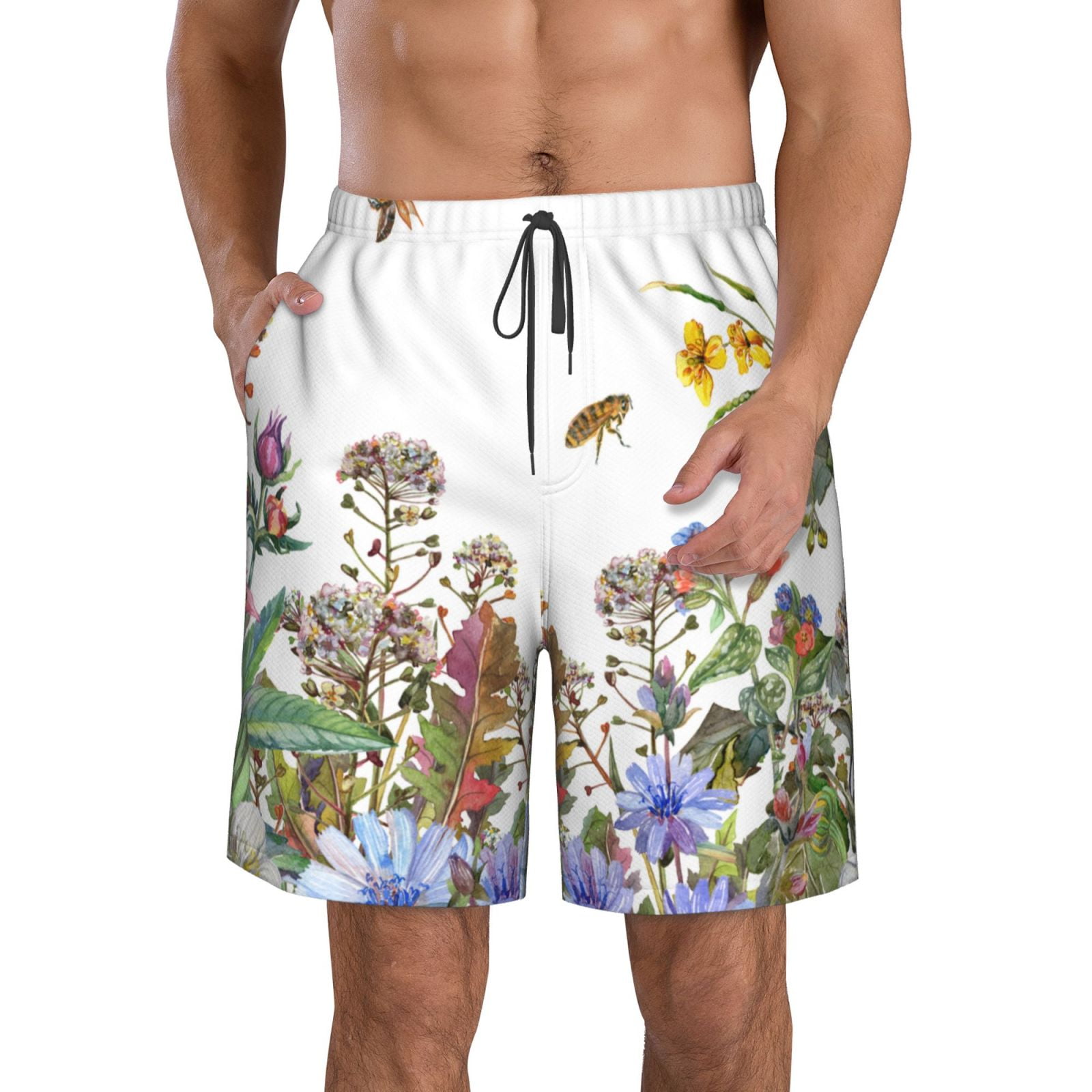 Disketp Men'S Swim Trunks Hawaiian Breathable Surf Beach Swimsuits Mesh ...