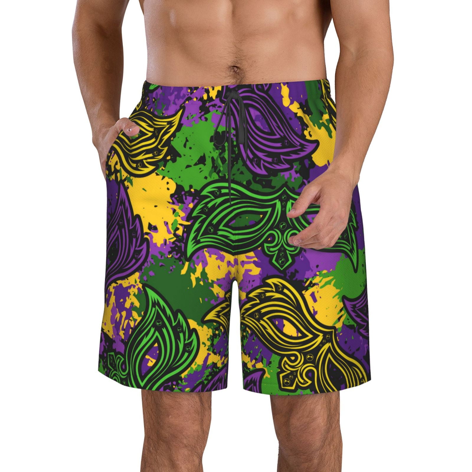 Disketp Men'S Swim Trunks Hawaiian Breathable Surf Beach Swimsuits Mesh ...