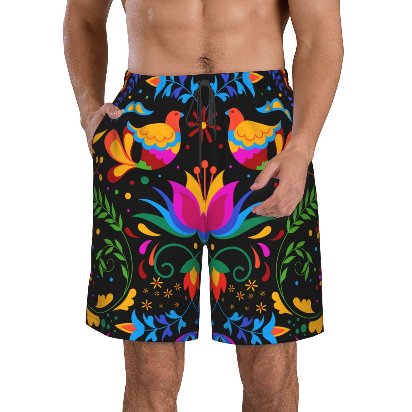 Disketp Men'S Swim Trunks Hawaiian Breathable Surf Beach Swimsuits Mesh ...