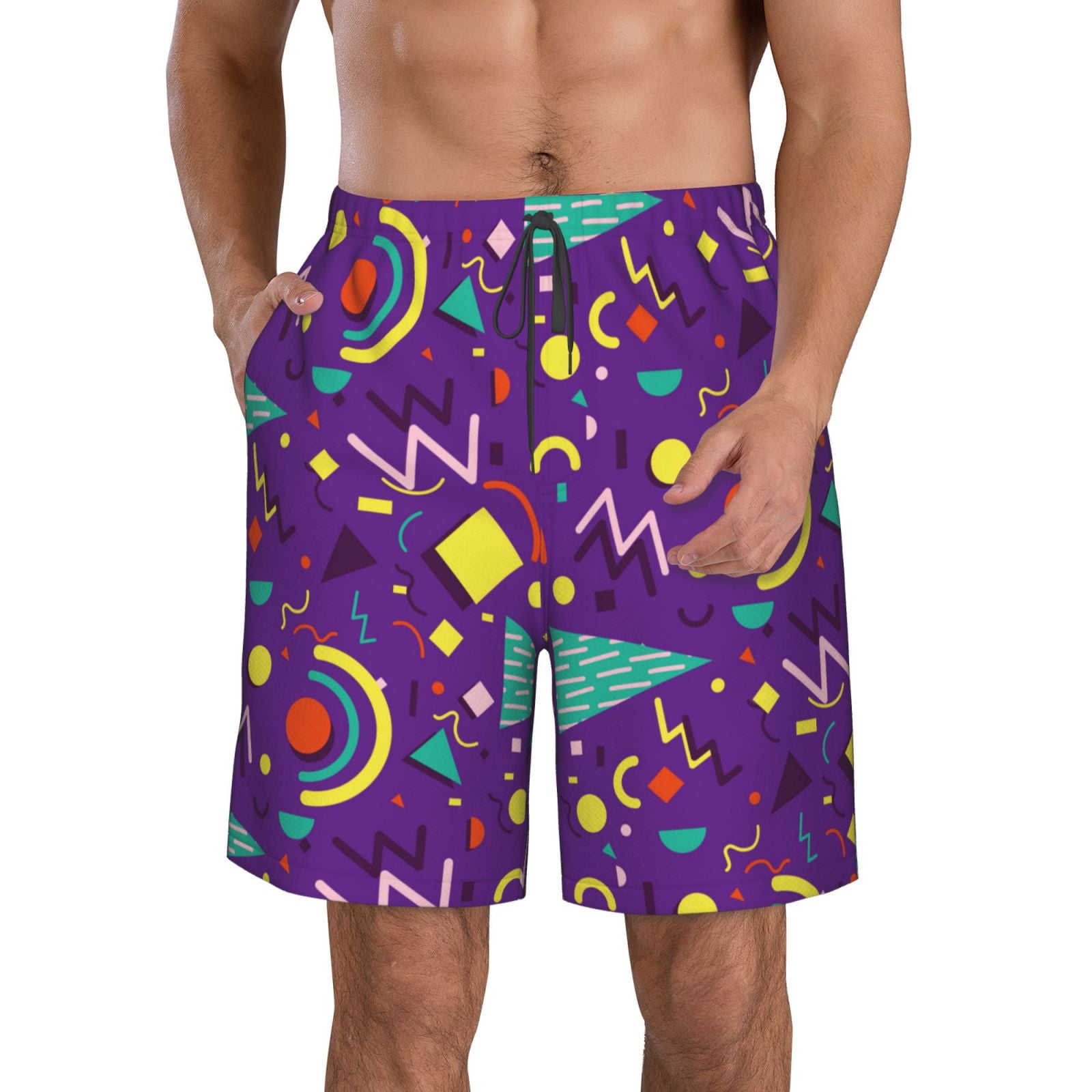 Disketp Men'S Swim Trunks Hawaiian Breathable Surf Beach Swimsuits Mesh ...