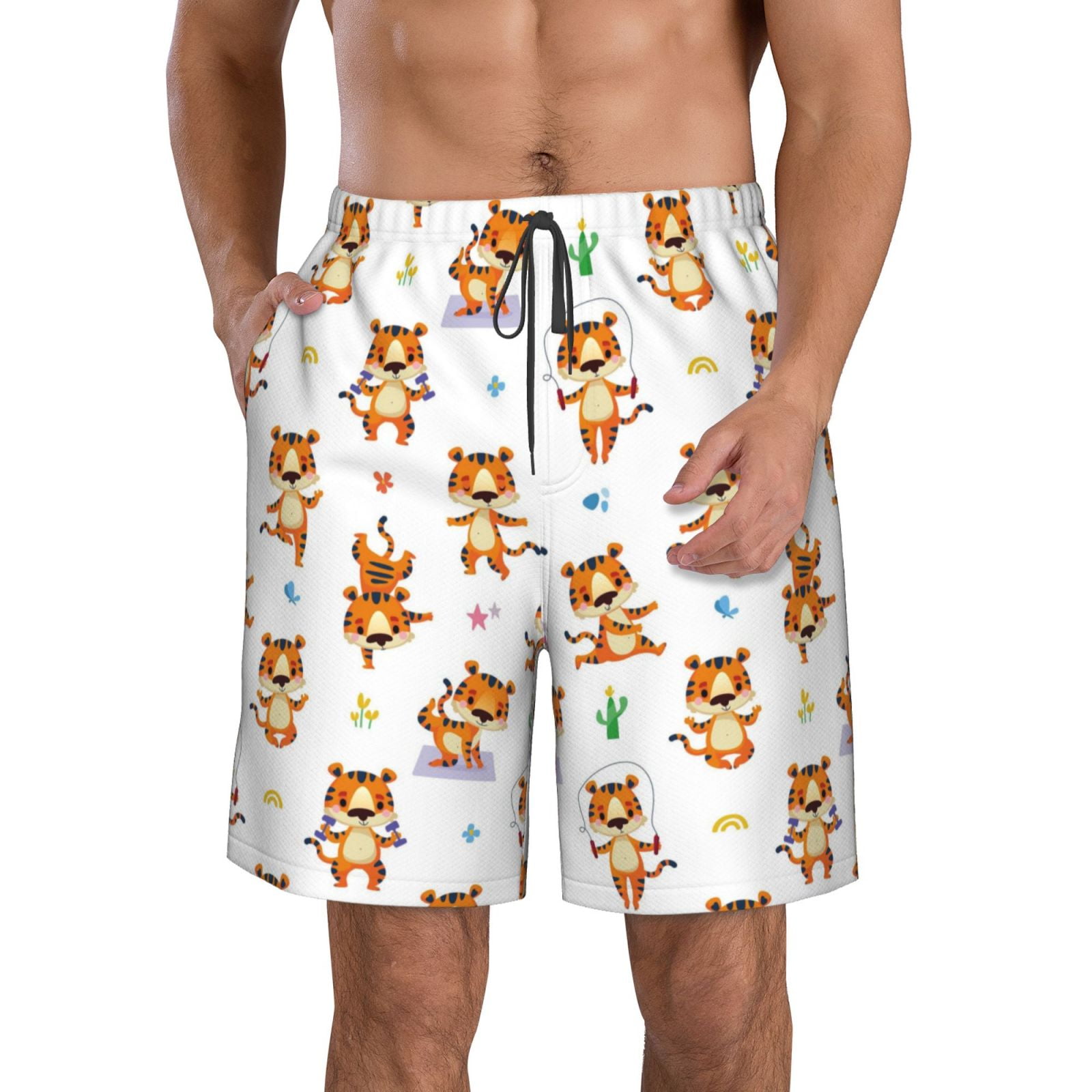 Disketp Men'S Swim Trunks Hawaiian Breathable Surf Beach Swimsuits Mesh ...