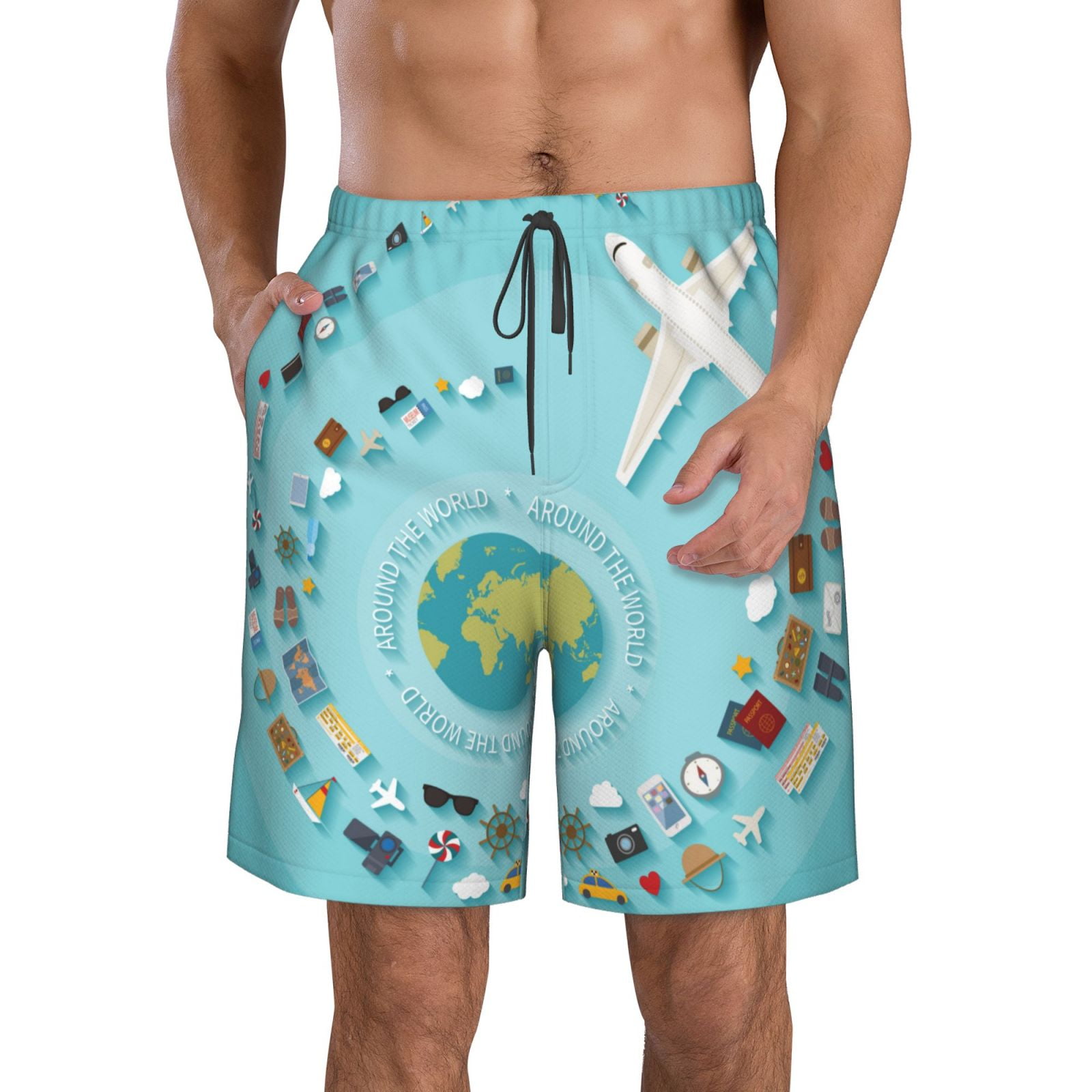 Disketp Men'S Swim Trunks Hawaiian Breathable Surf Beach Swimsuits Mesh ...