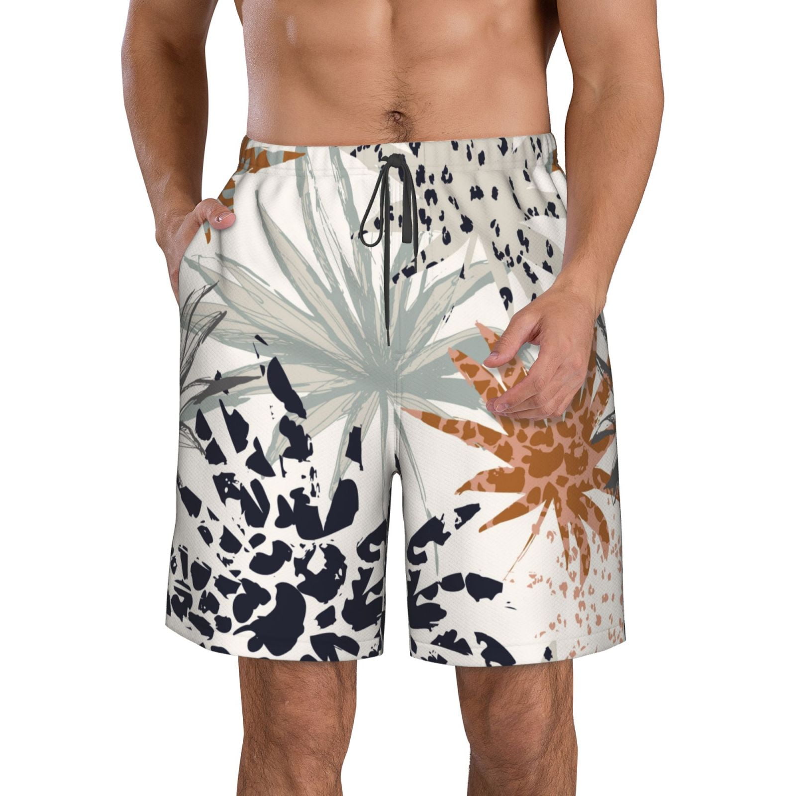 Disketp Mens Swim Trunks Hawaiian Breathable Surf Beach Swimsuits Mesh