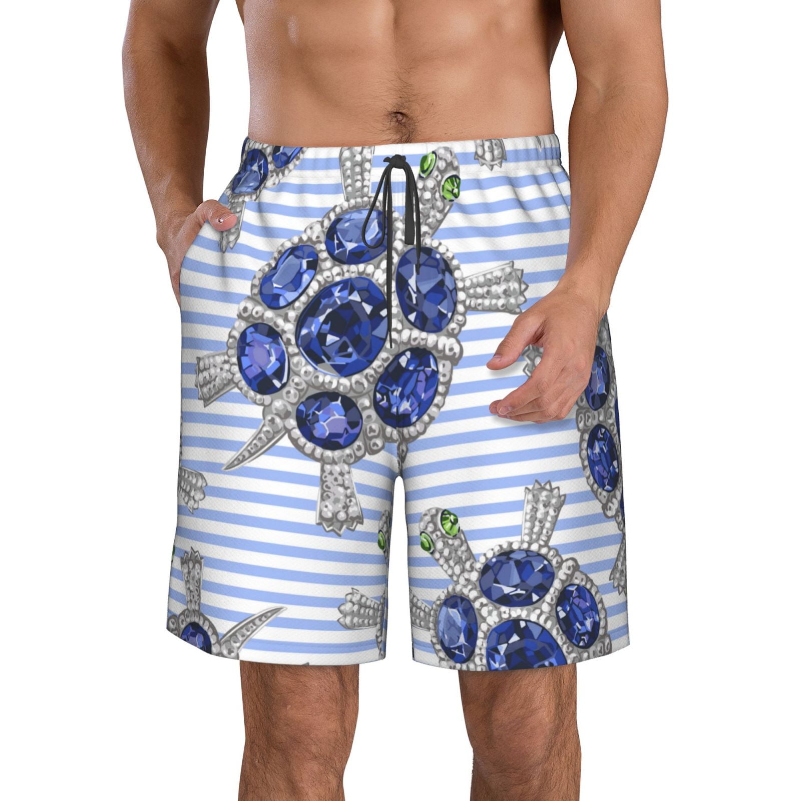 Disketp Men'S Swim Trunks Hawaiian Breathable Surf Beach Swimsuits Mesh ...