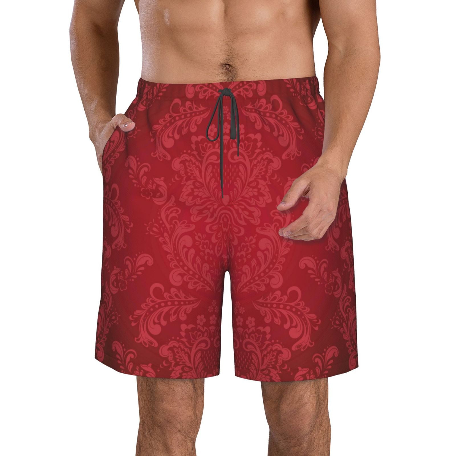 Disketp Men'S Swim Trunks Hawaiian Breathable Surf Beach Swimsuits Mesh ...