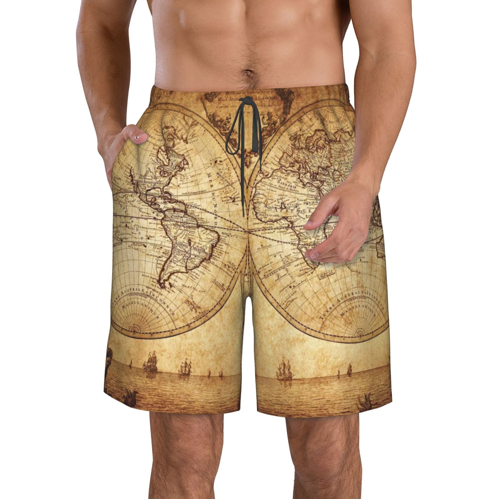 Disketp Men'S Swim Trunks Hawaiian Breathable Surf Beach Swimsuits Mesh ...