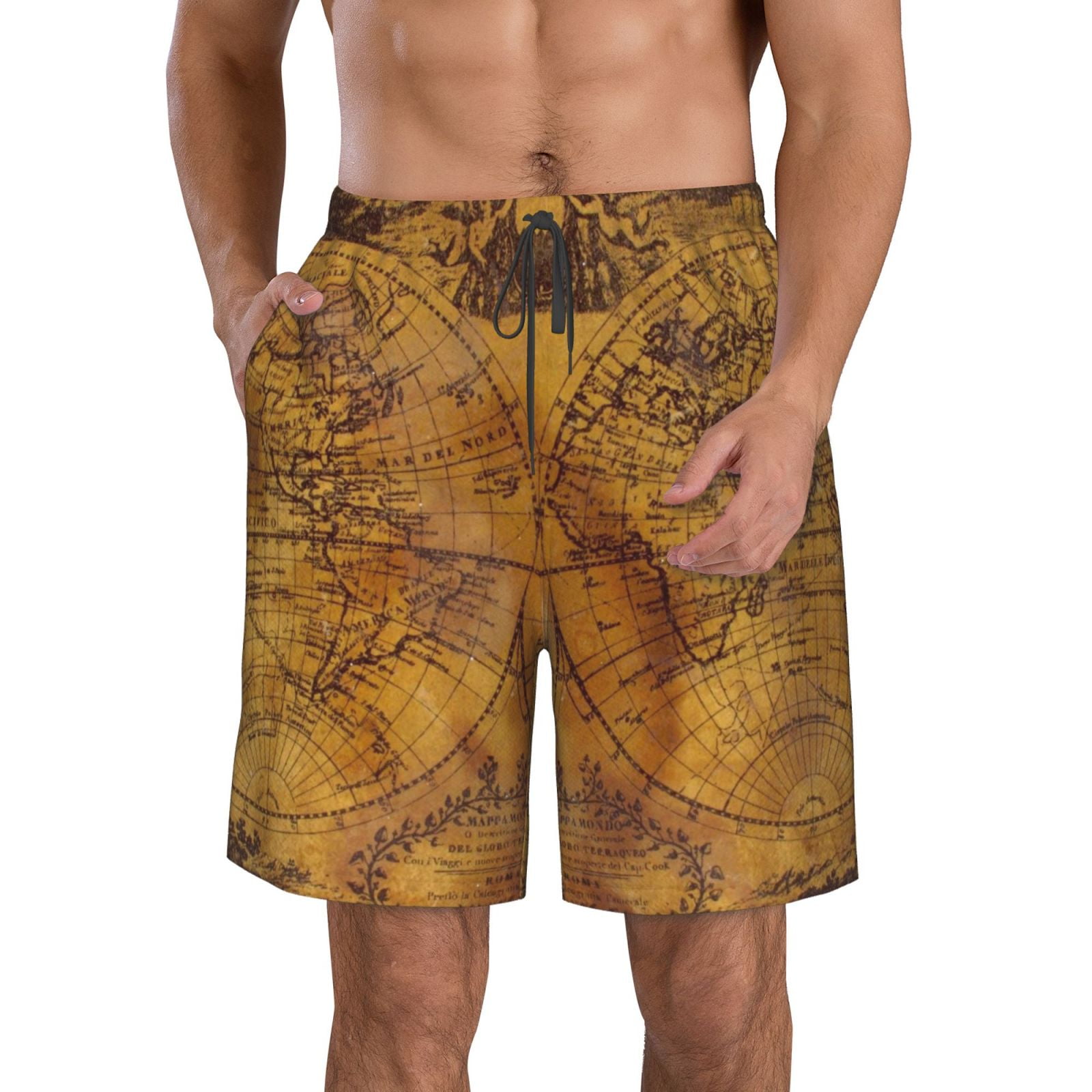 Disketp Men'S Swim Trunks Hawaiian Breathable Surf Beach Swimsuits Mesh ...