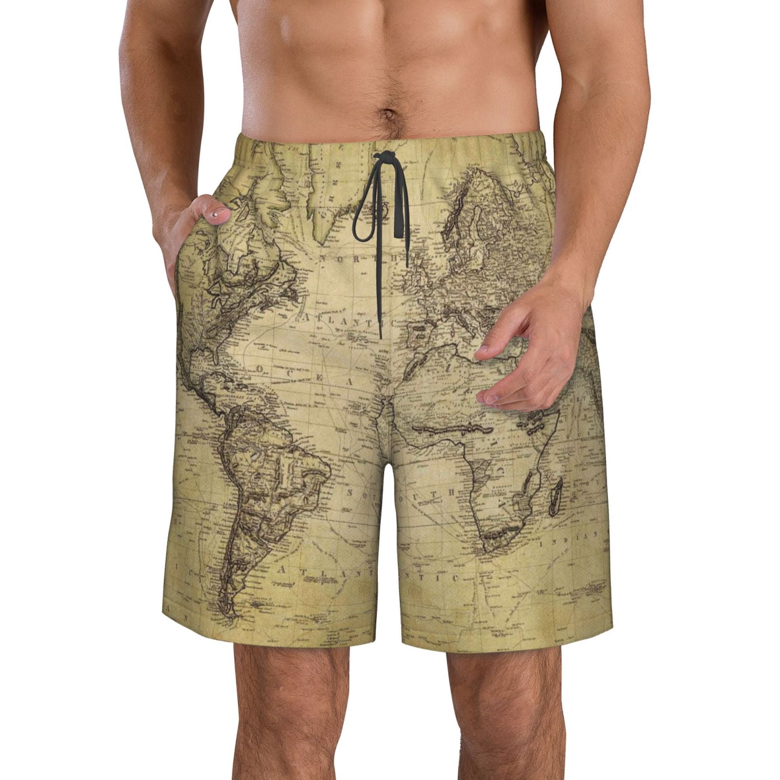 Disketp Men'S Swim Trunks Hawaiian Breathable Surf Beach Swimsuits Mesh ...