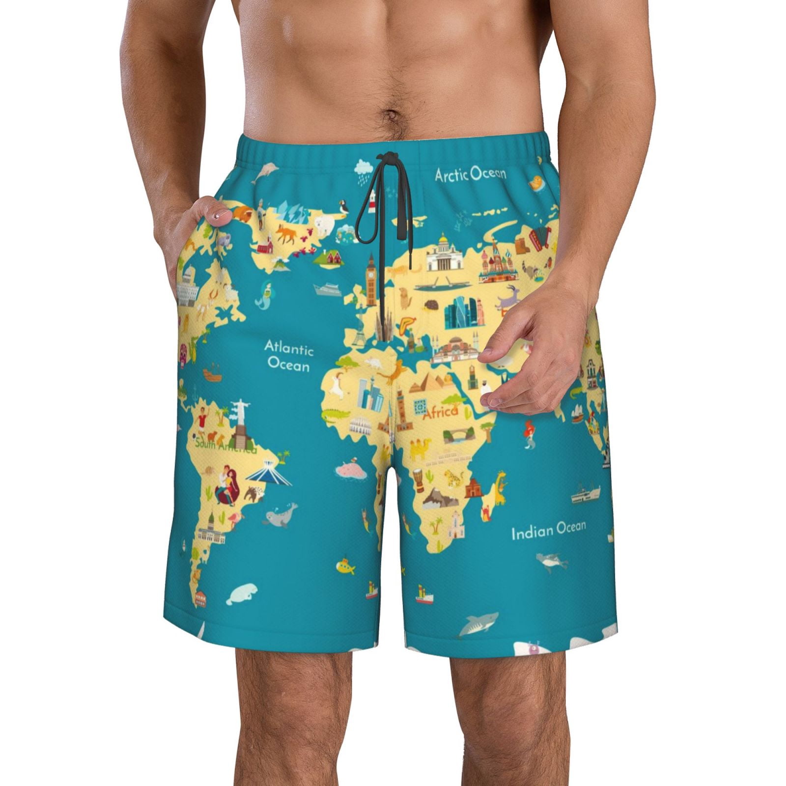 Disketp Men'S Swim Trunks Hawaiian Breathable Surf Beach Swimsuits Mesh ...