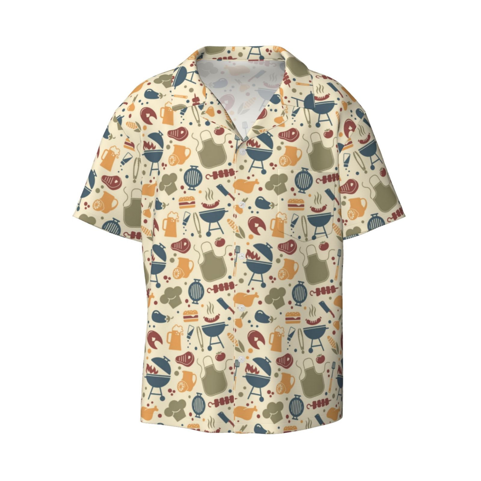 Disketp Men's Hawaiian Barbecue And Grill Print Shirts Button Down ...