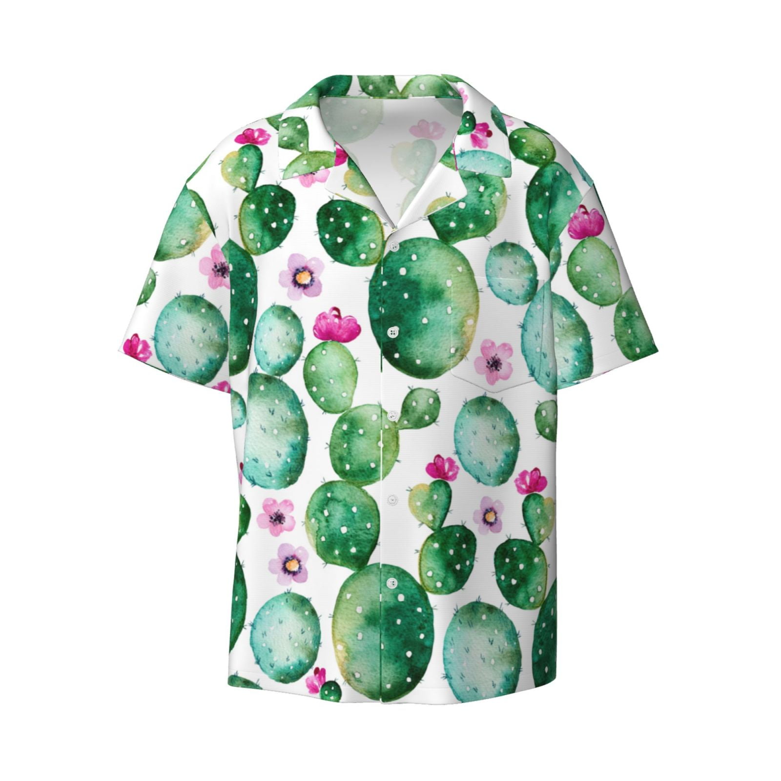 Disketp Men's Hawaiian Cactus Plants Print Shirts Button Down Holiday ...