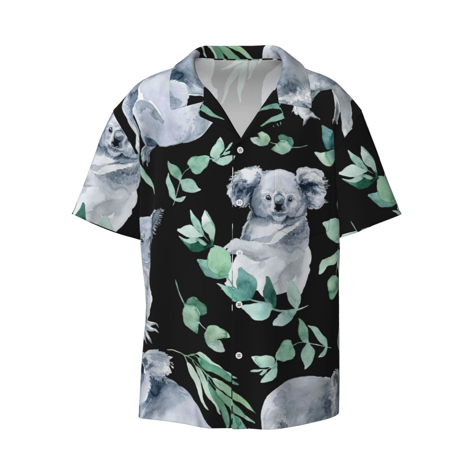 Disketp Men's Hawaiian Cartoon Koala Bear Print Shirts Button Down ...