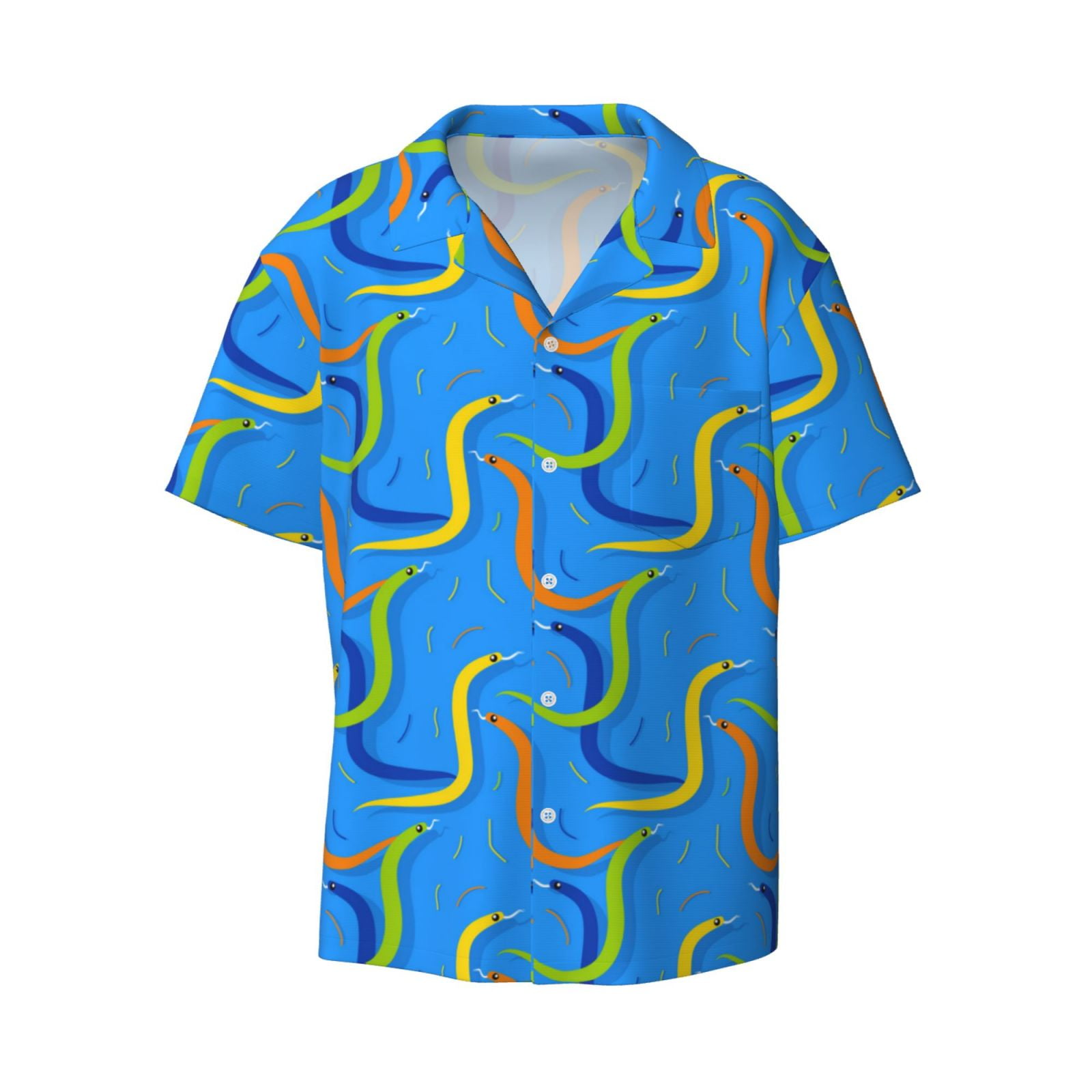 Disketp Men's Hawaiian Colorful Snake Print Shirts Button Down Holiday ...