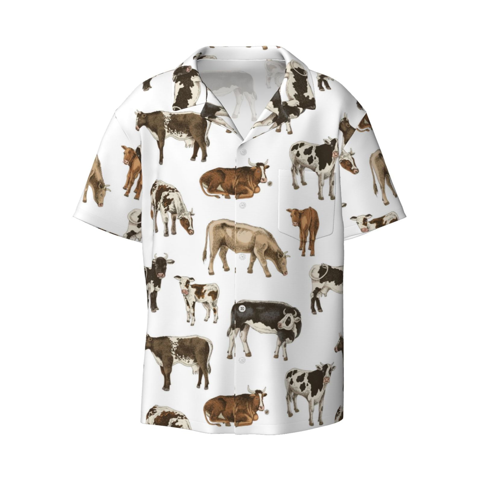 Disketp Men's Hawaiian Cow Print Shirts Button Down Holiday Beach ...