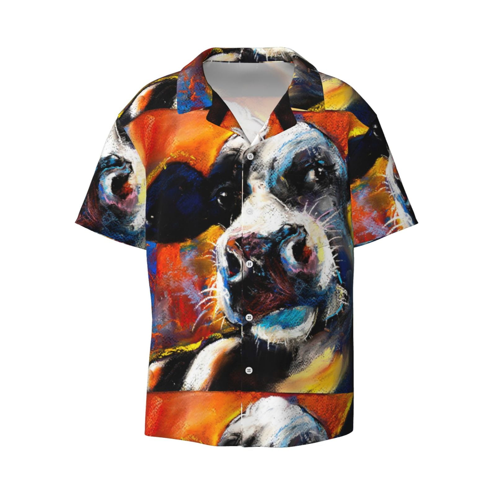 Disketp Men's Hawaiian Cow Print Shirts Button Down Holiday Beach ...