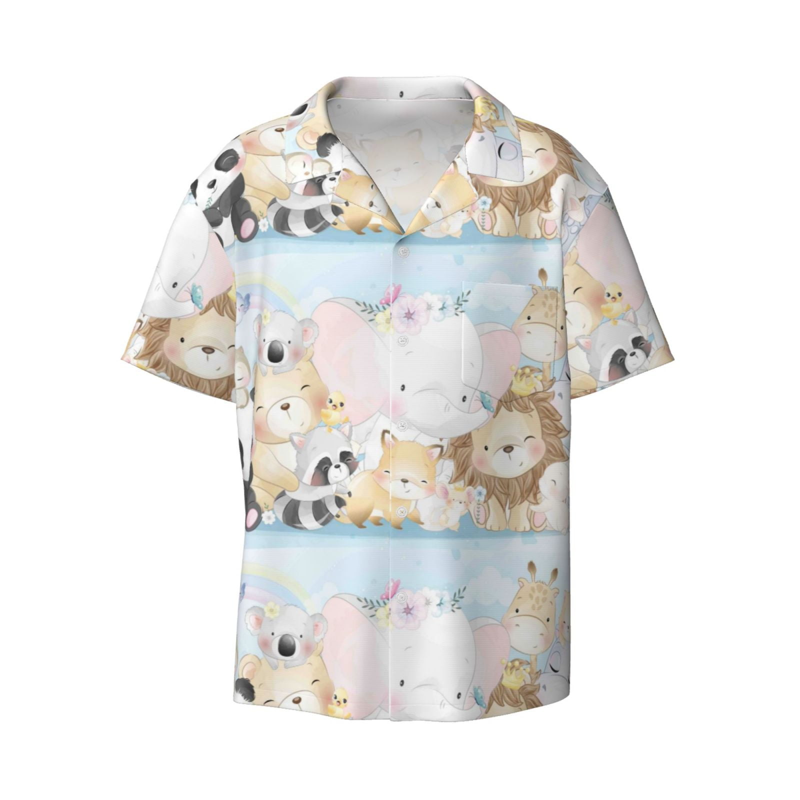 Disketp Men's Hawaiian Cute Animals Print Shirts Button Down Holiday ...