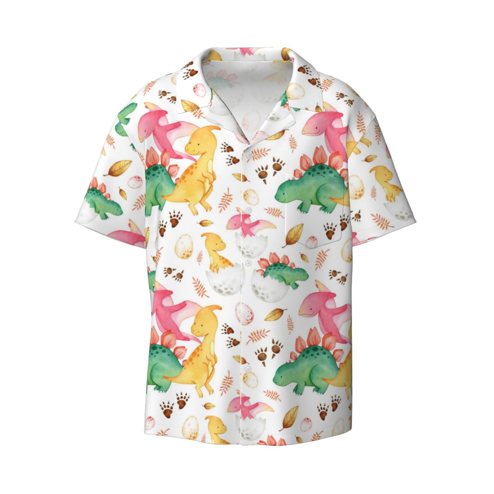 Disketp Men's Hawaiian Cute Baby Dinosaurs Print Shirts Button Down ...