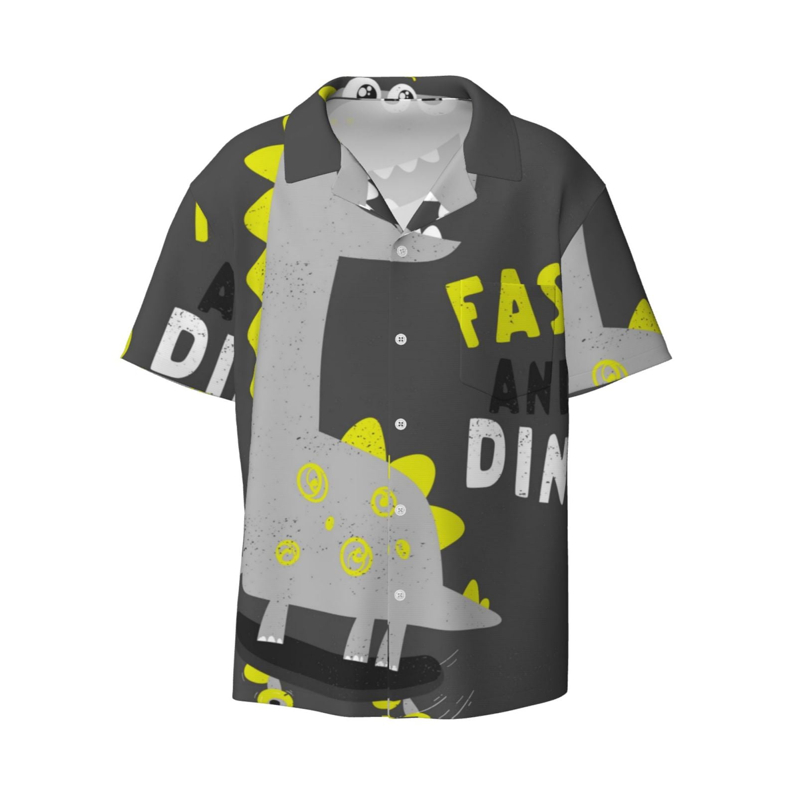 Disketp Men's Hawaiian Cute Dinosaur Skate Print Shirts Button Down ...