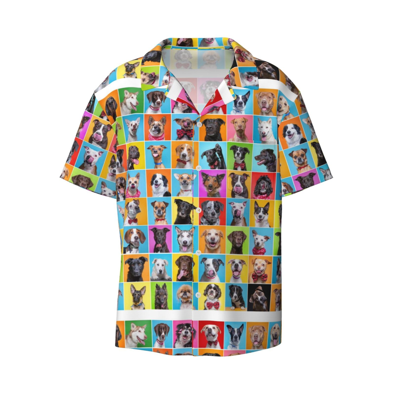 Disketp Men's Hawaiian Cute Dogs Collage Print Shirts Button Down ...