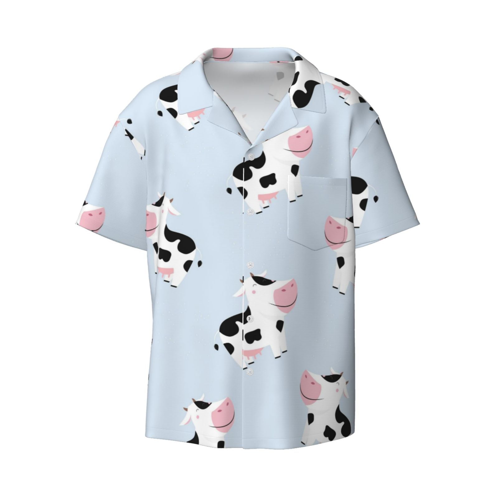 Disketp Men's Hawaiian Cute Farm Cow Print Shirts Button Down Holiday ...