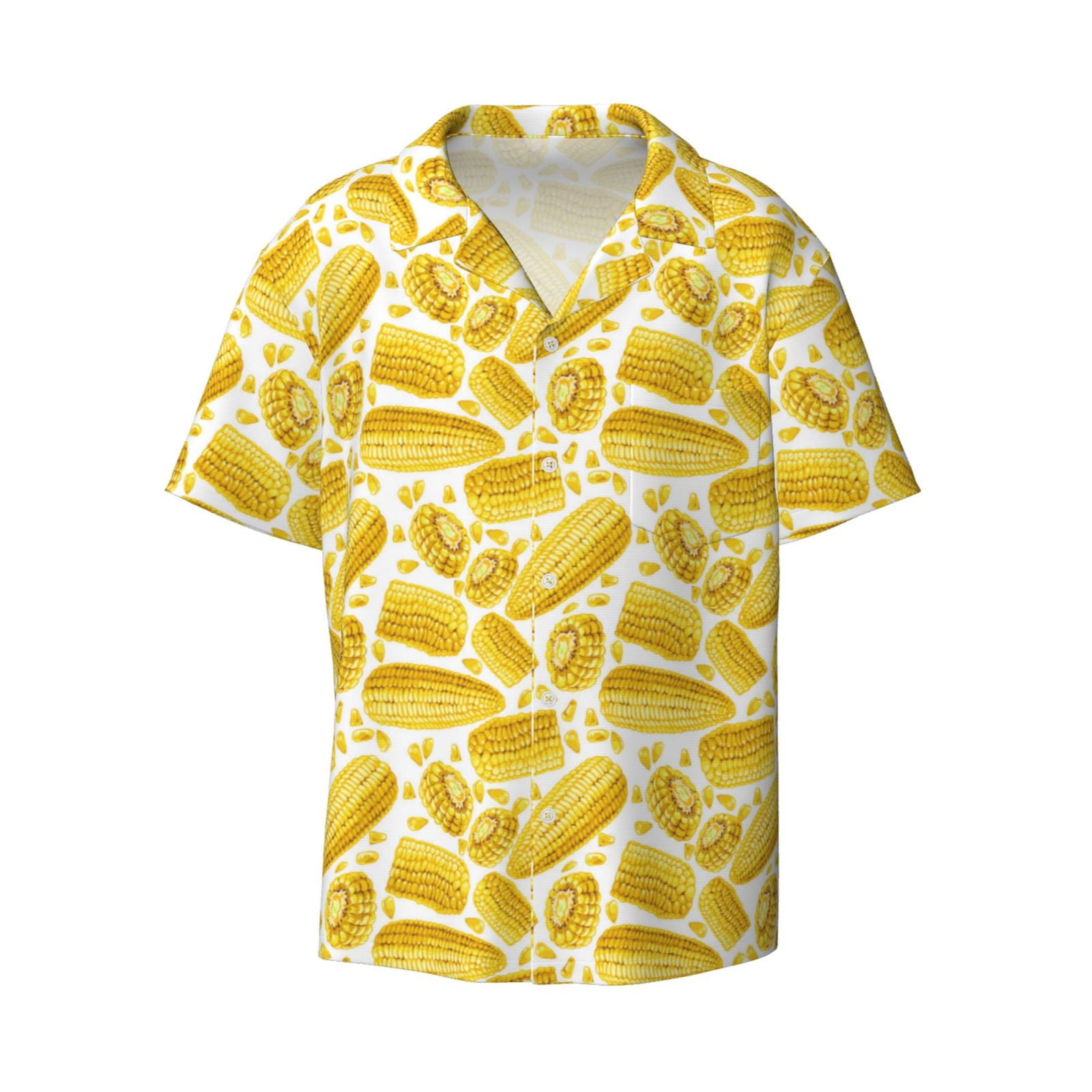 Disketp Men's Hawaiian Ears Of Corn Print Shirts Button Down Holiday ...