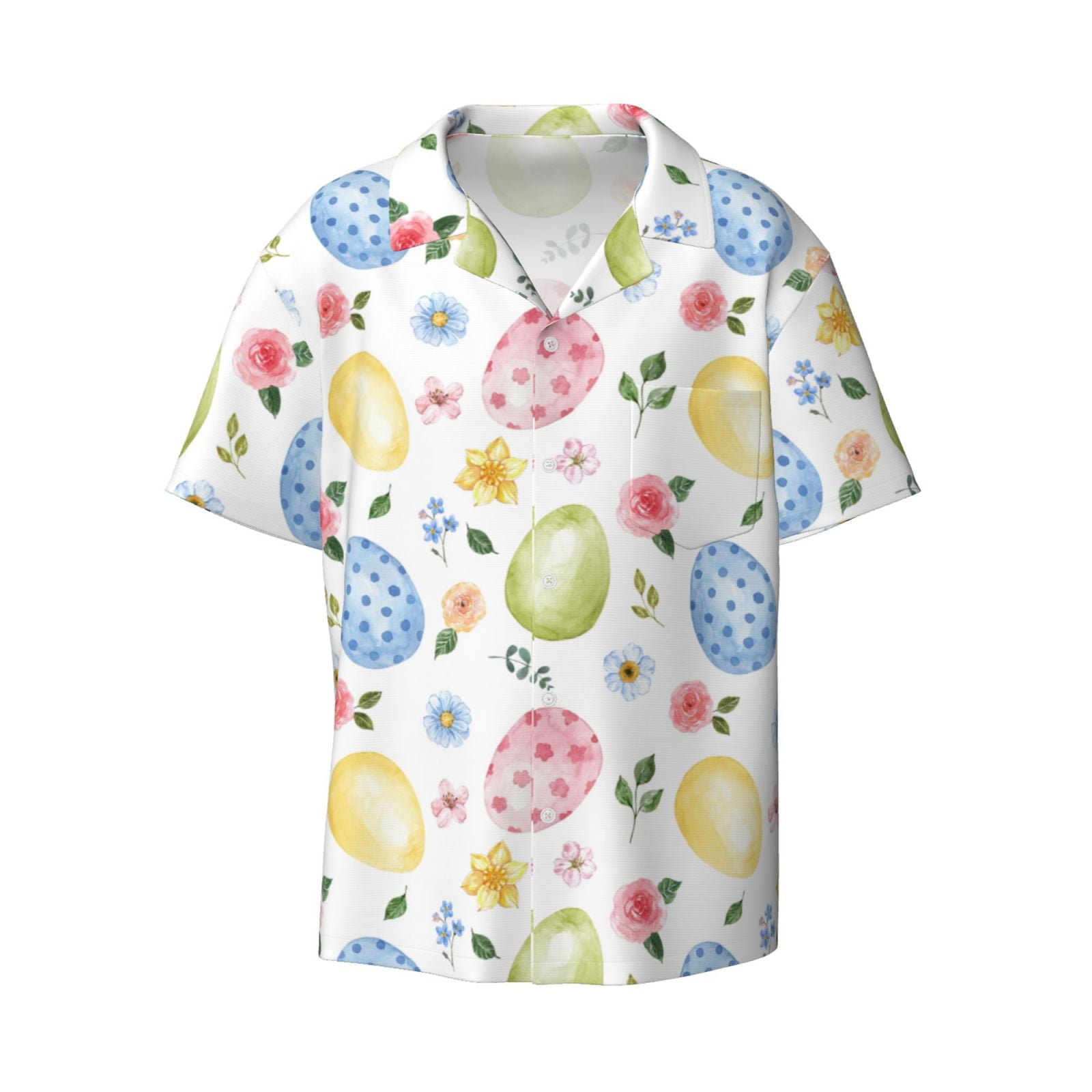 Disketp Men's Hawaiian Easter Egg3 Print Shirts Button Down Holiday ...