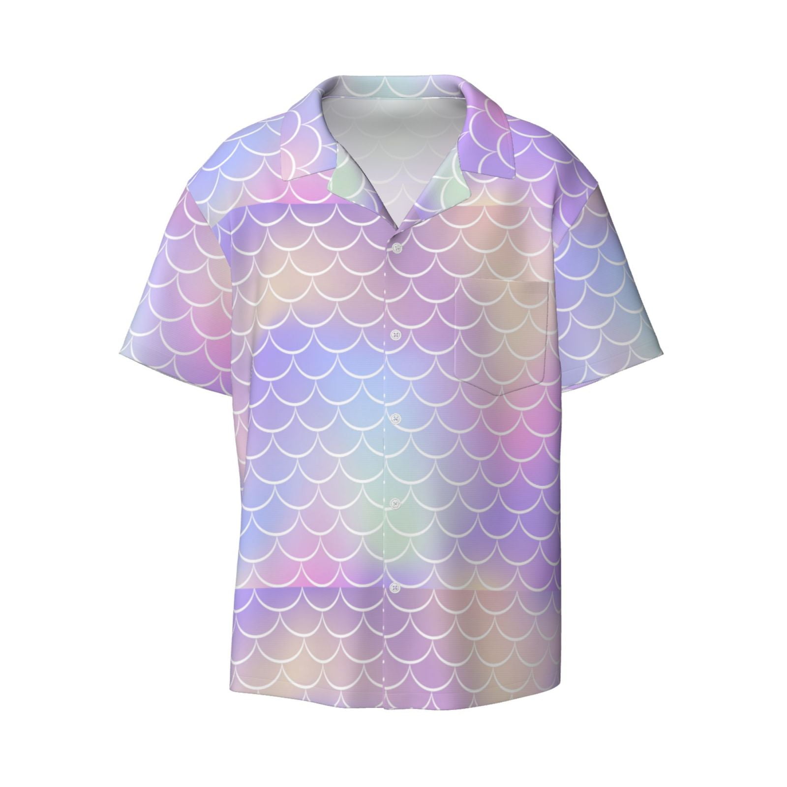 Disketp Men's Hawaiian Fish Scale1 Print Shirts Button Down Holiday ...