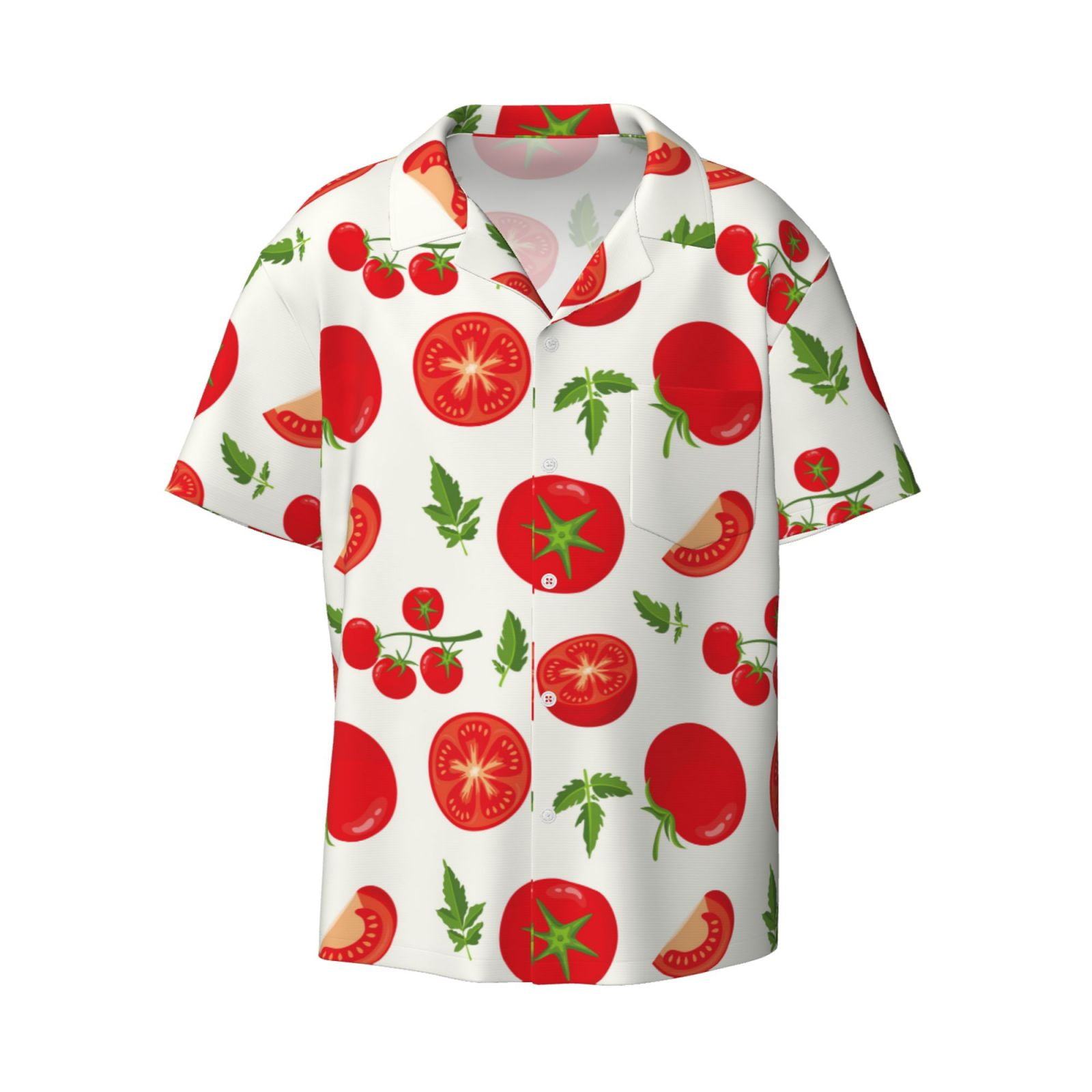 Disketp Men's Hawaiian Fresh Red Tomato Print Shirts Button Down ...