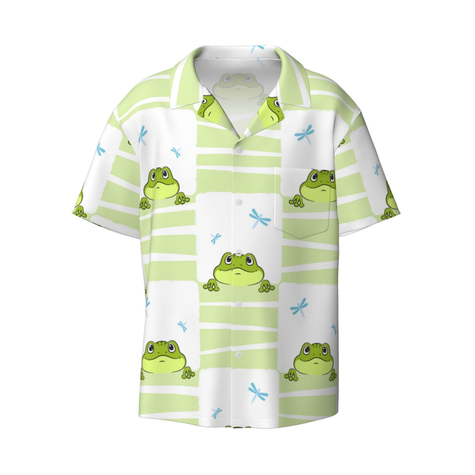 Disketp Men's Hawaiian Frogs and Dragonflies Print Shirts Button Down ...